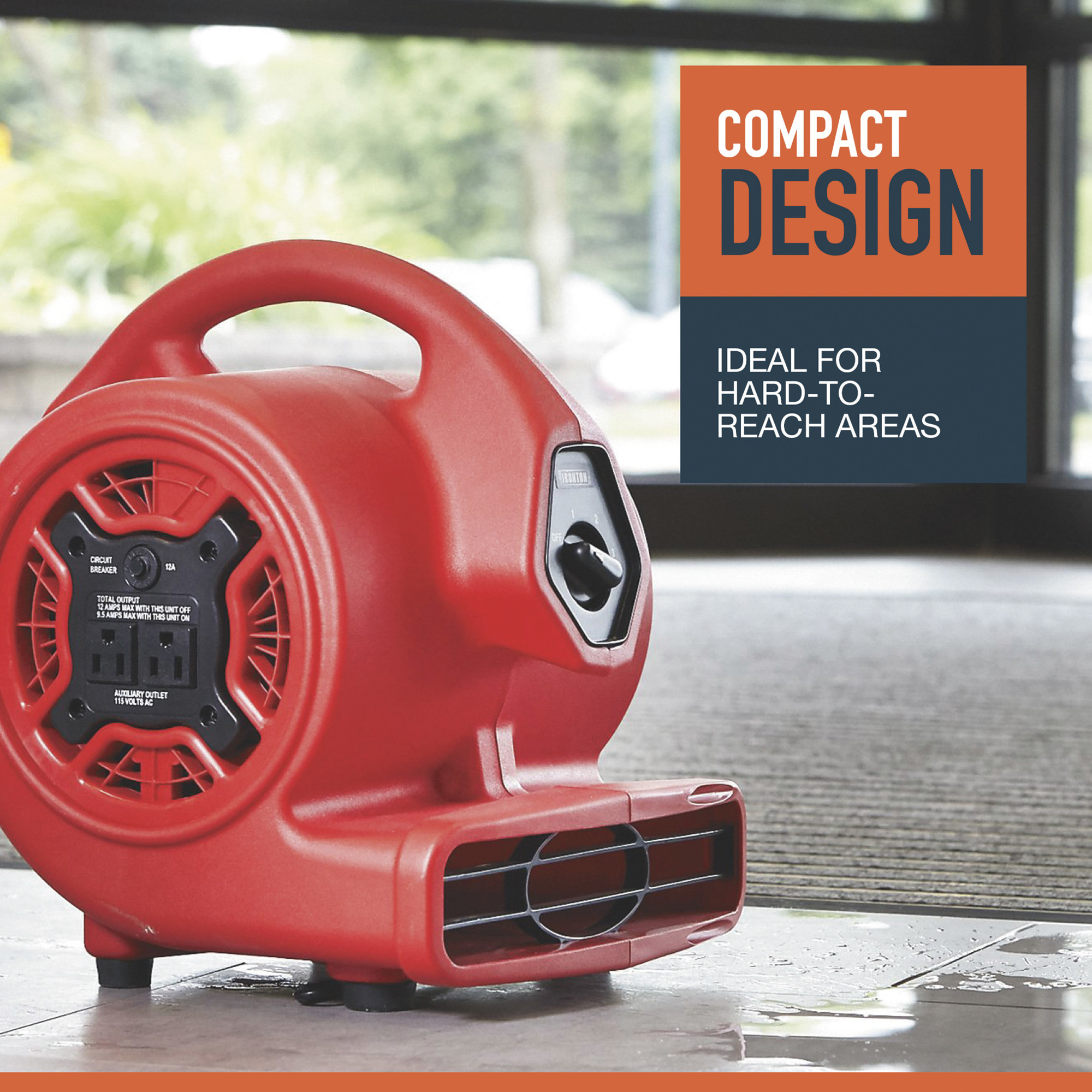 Ironton Mini Air Mover Carpet/Floor Blower with Built-In Outlet, 1/8 HP ...
