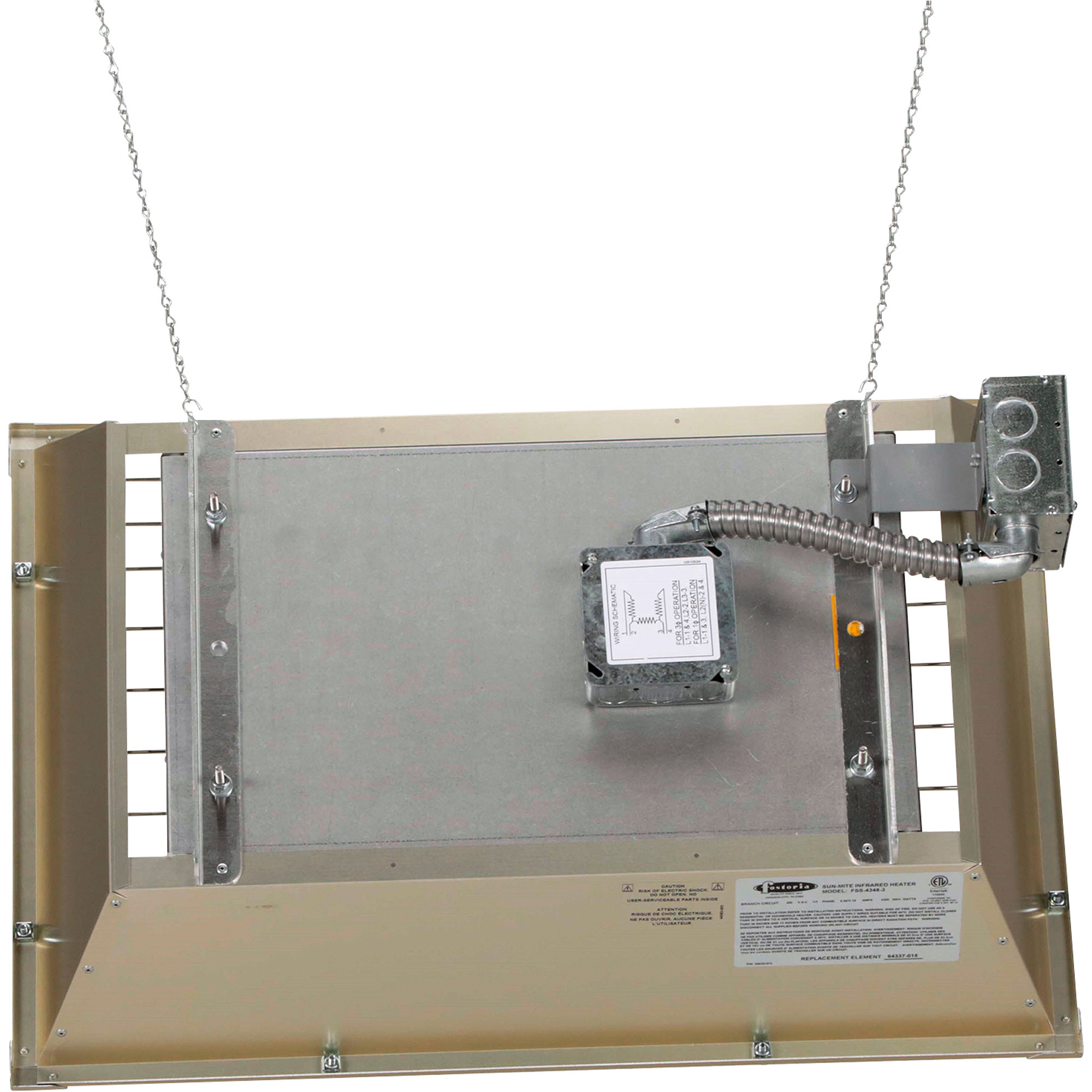 TPI Overhead Flat Panel Electric Infrared Heater — 4,300 Watt, 14,672 ...