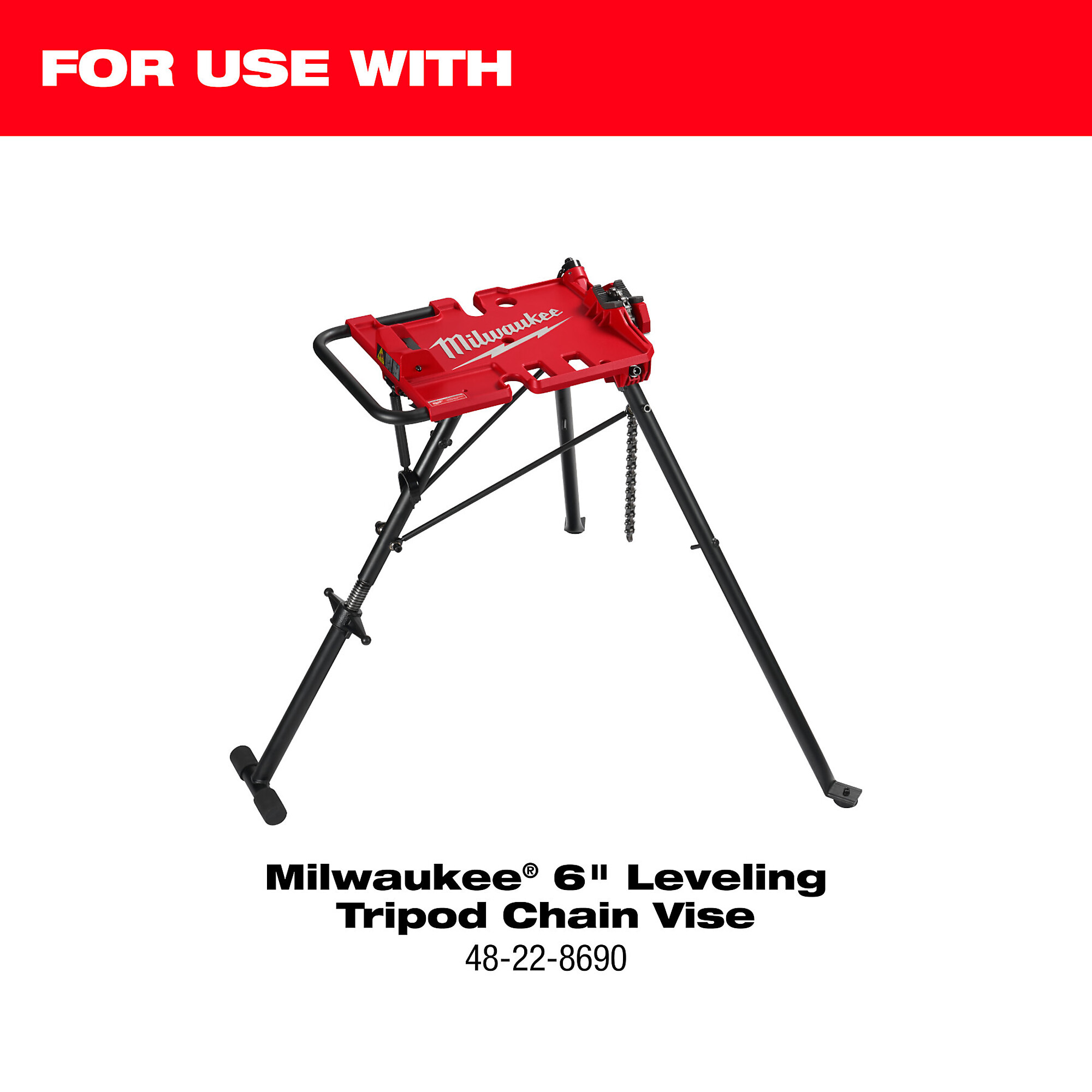 Milwaukee, 6” Leveling Tripod Chain Vise, Jaw Width 6 in, Jaw Capacity ...