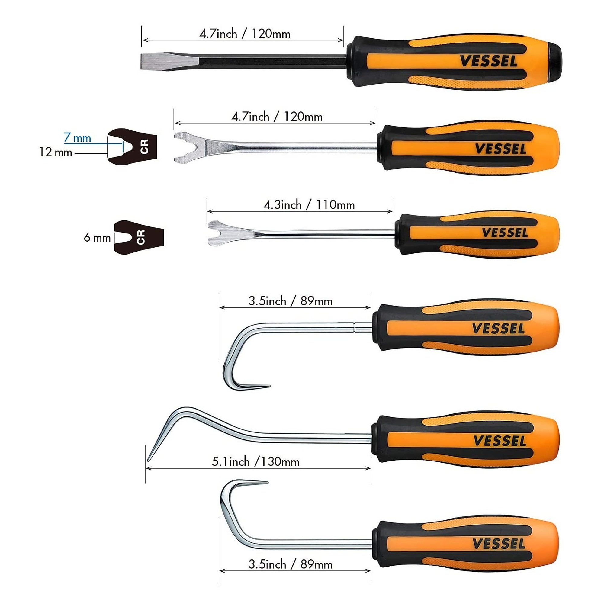 Vessel, MEGADORA Body Shop Tools 6PC. Set, Drive Type Combination ...