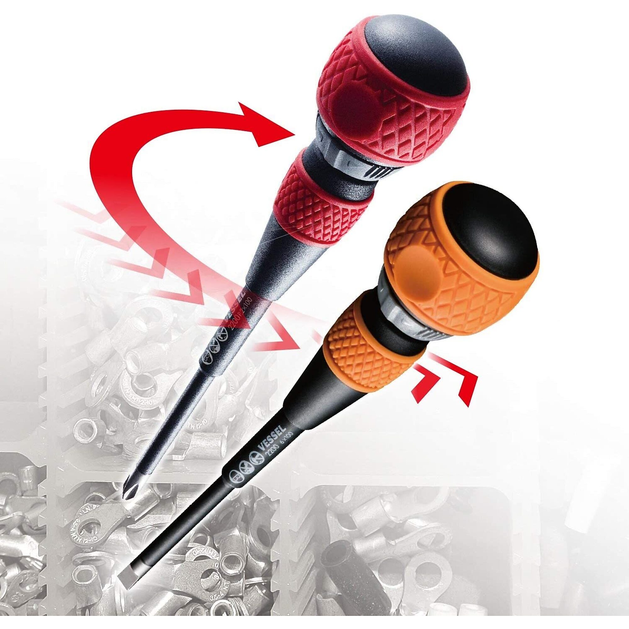 Vessel, BALL GRIP Ratchet Screwdriver 5PC. Set, Drive Type Combination ...