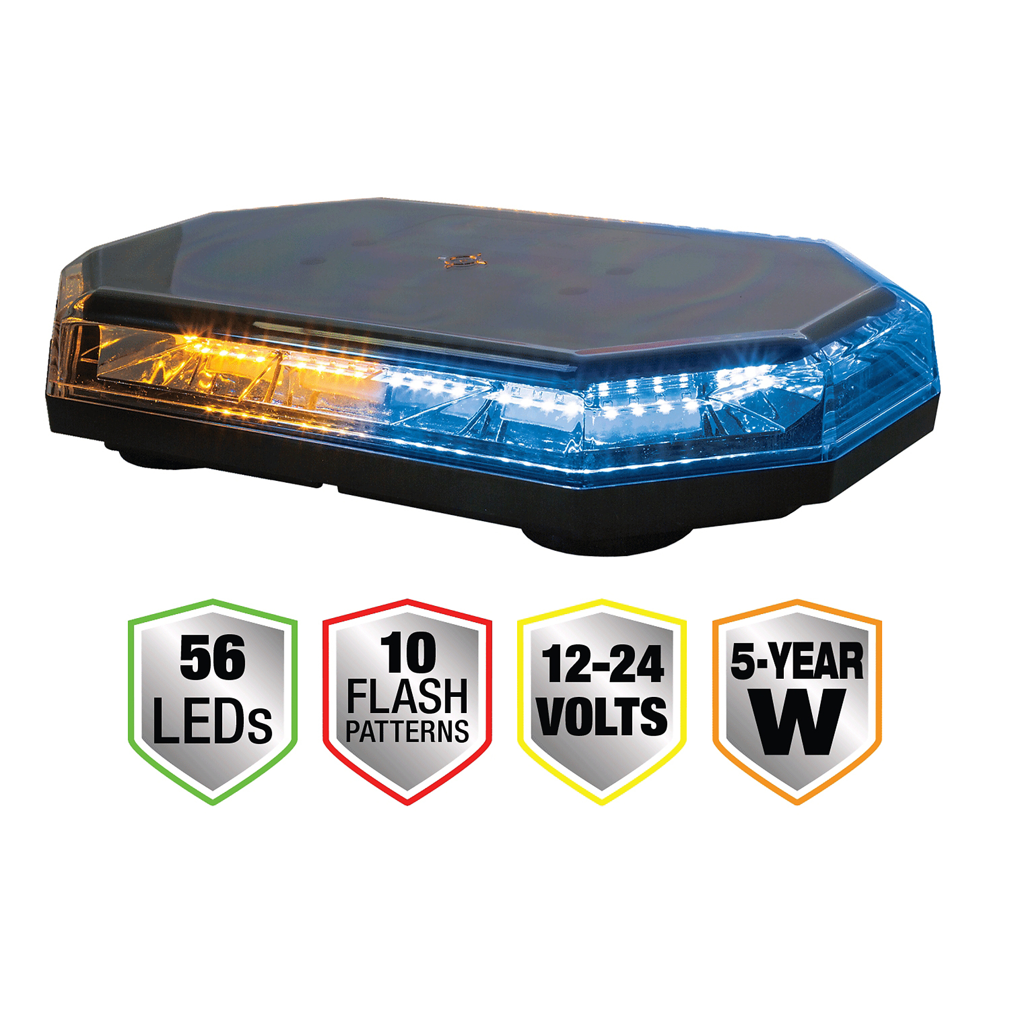 Buyers Products, 15in. Octagonal LED Mini Light Bar - Amber/Blue, Light ...