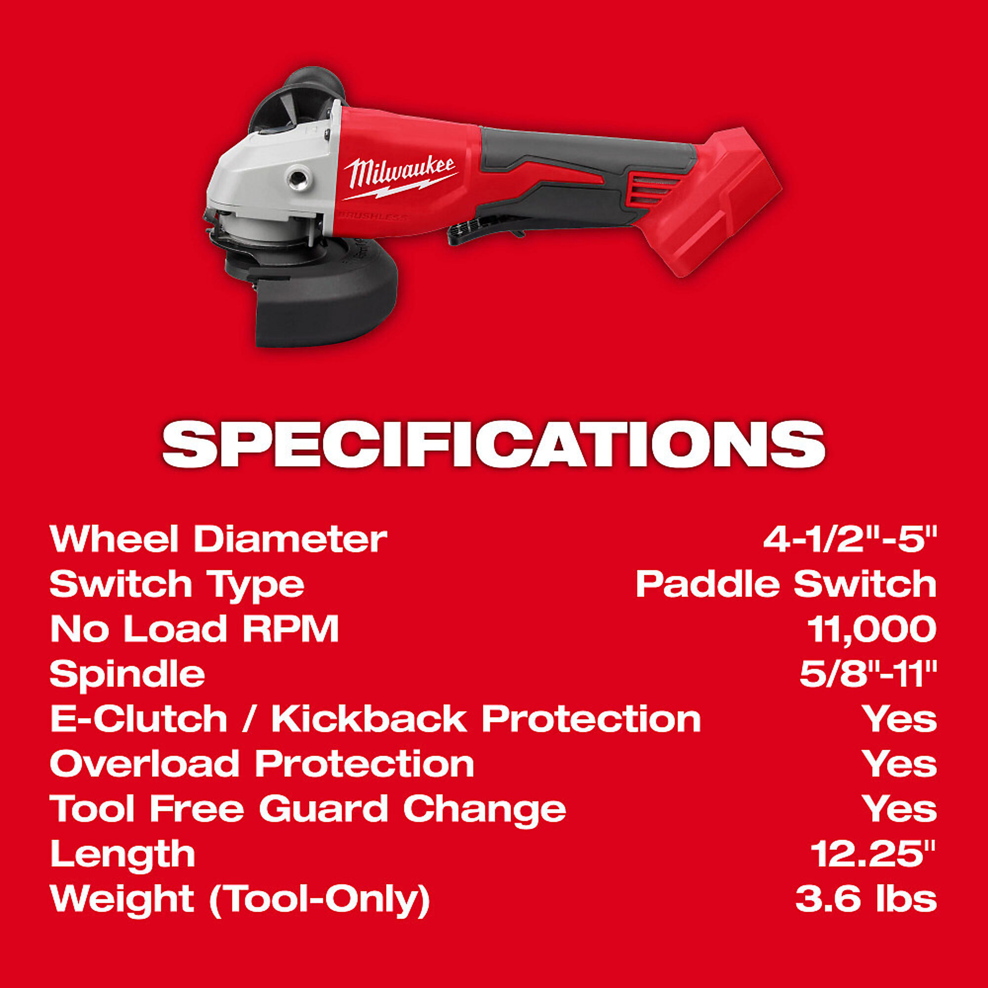 Milwaukee, M18 4-1/2in. / 5in. Brushless Cut-Off Grinder (Tool Only ...