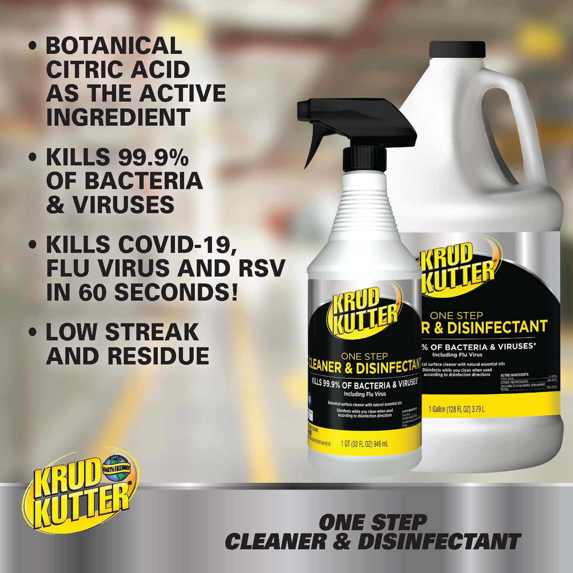 Krud Kutter Pro, One-Step Cleaner Disinfectant Gallon, Ounces 128 oz ...
