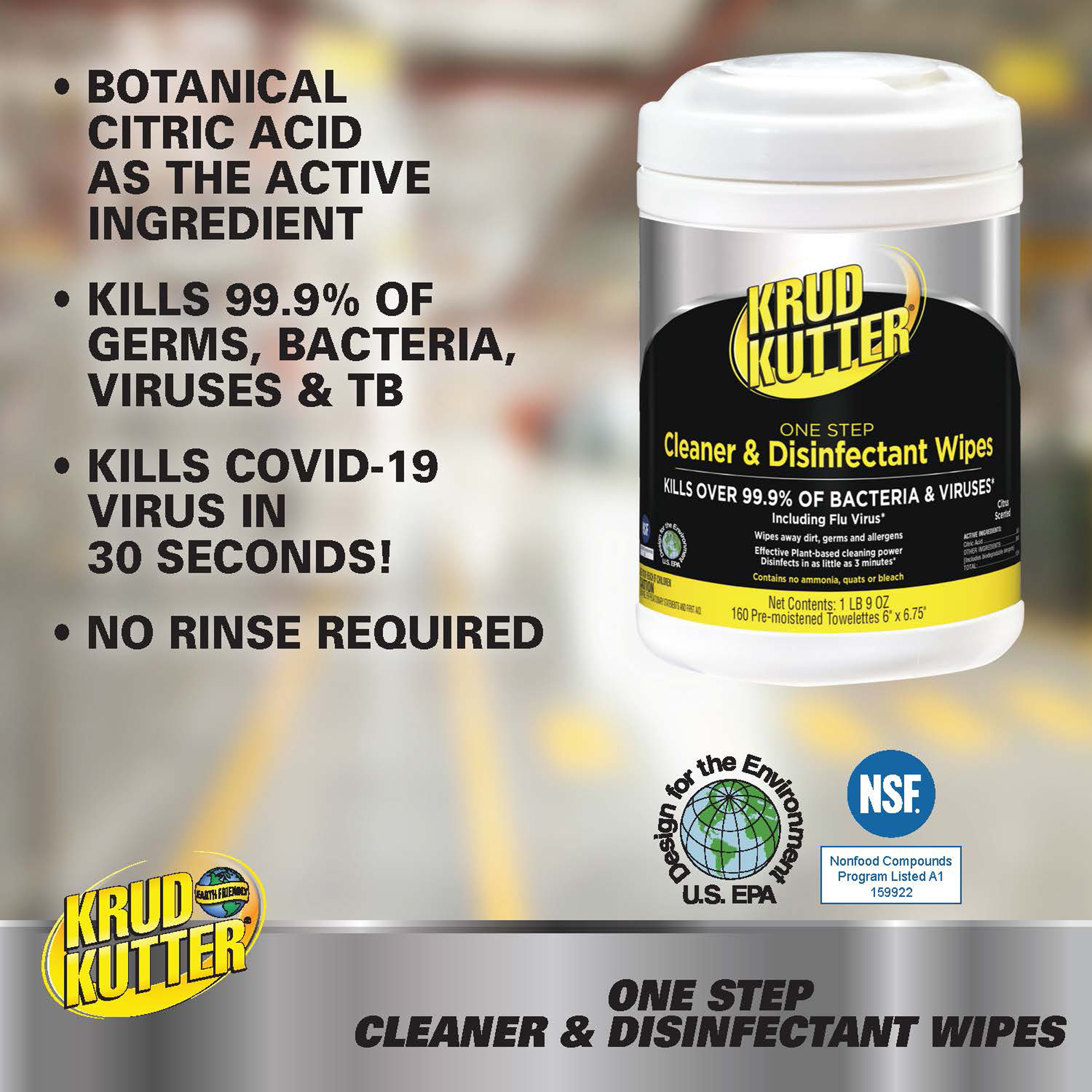 Krud Kutter Pro, One-Step Cleaner Disinfectant Wipes 160 Count, Ounces ...