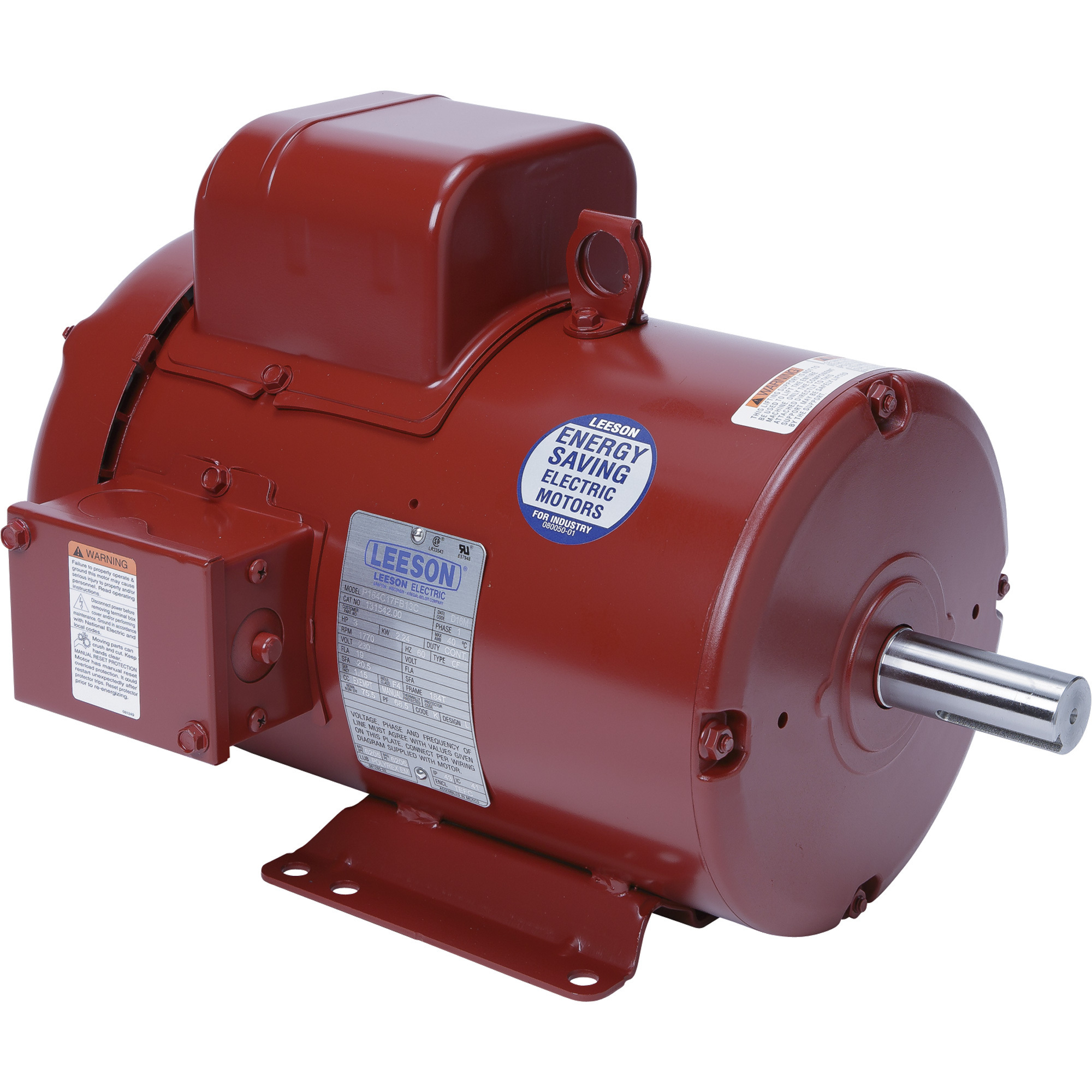 Leeson Farm Duty Electric Motor, 3.0 HP, 1,740 RPM, 230 Volts, Single Phase, Model# P184C17FB13 ...