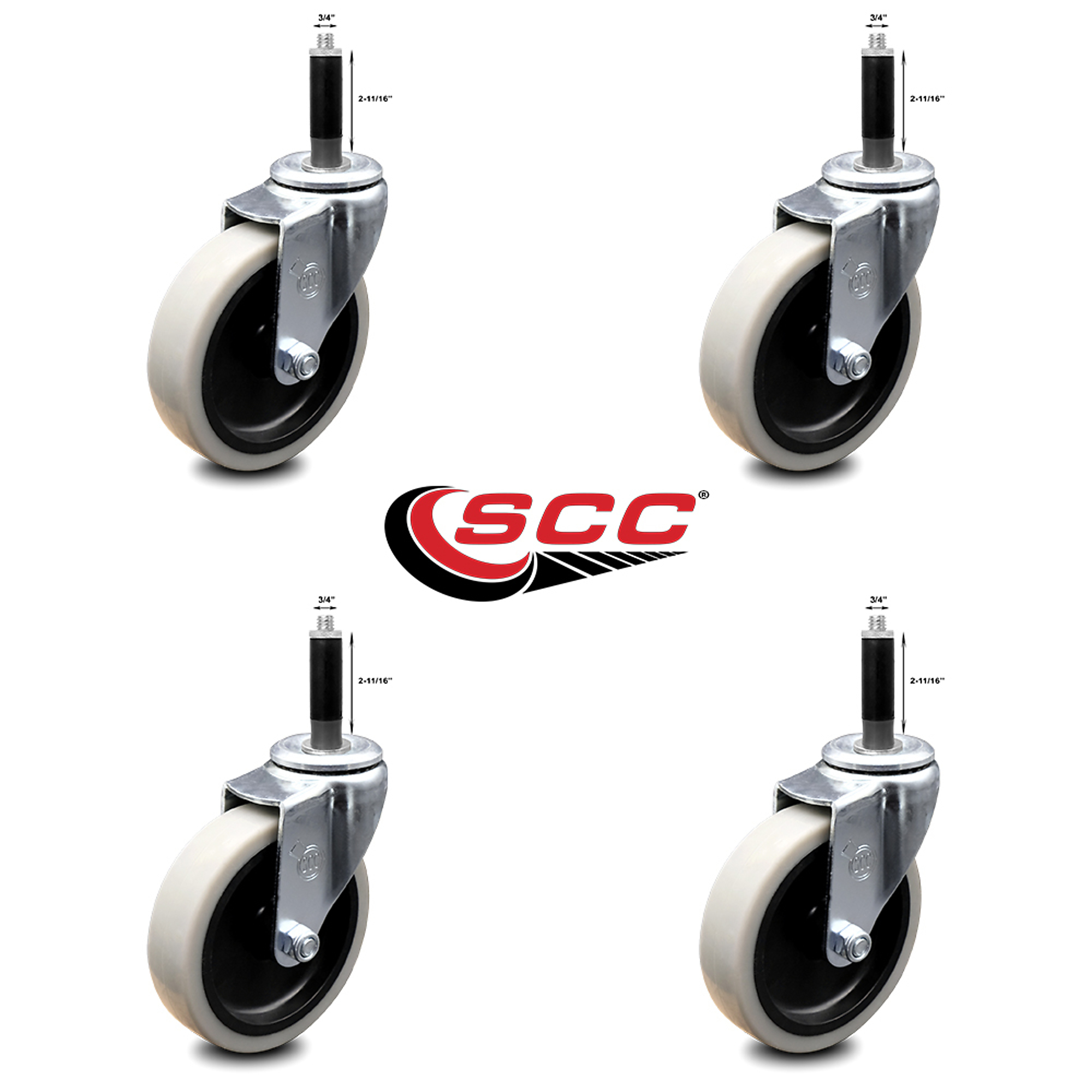 Service Caster, 4in. Stem Casters, Wheel Diameter 4 in, Caster Type ...