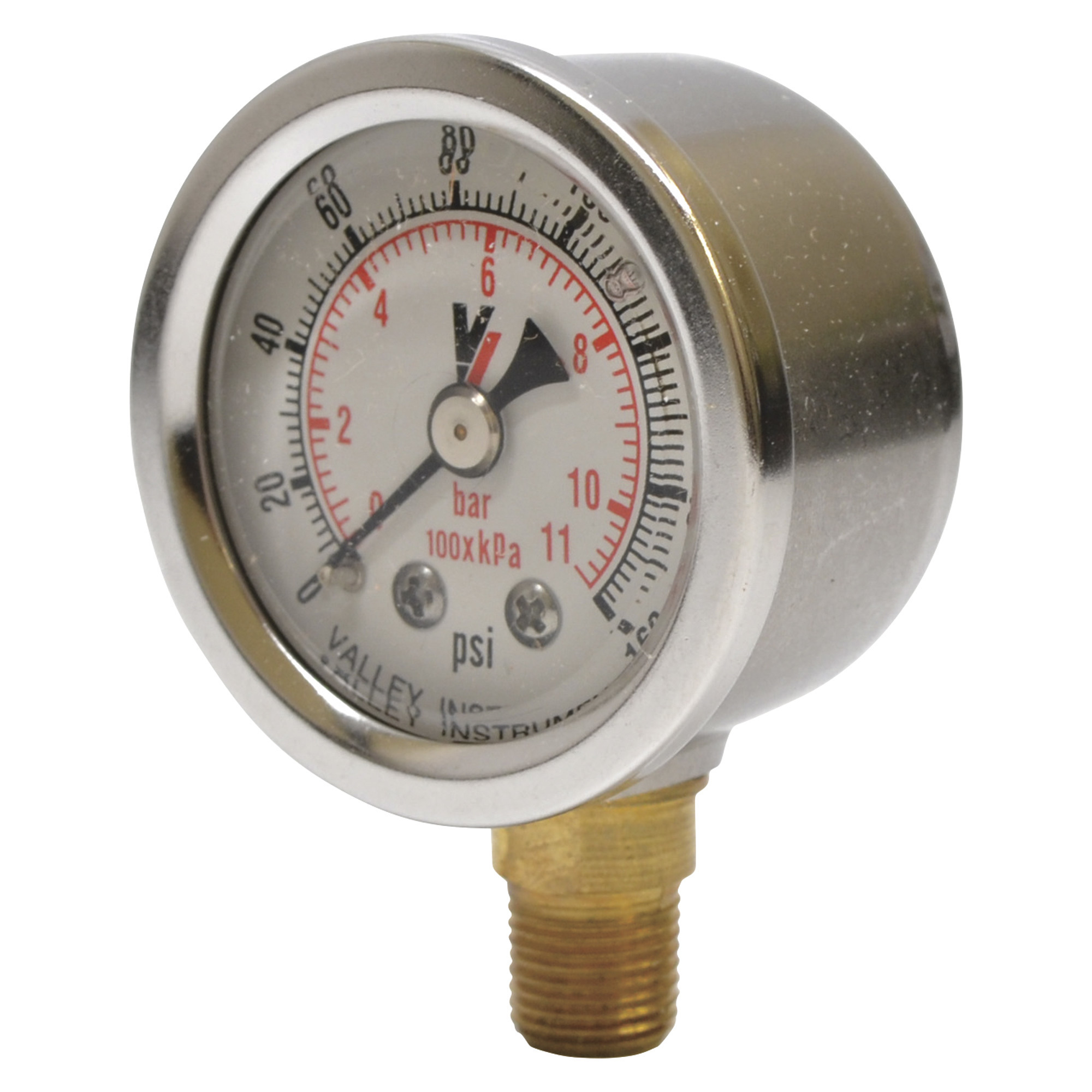 Valley Instrument Grade A Stem Mount 1 1/2in. Glycerin Filled Gauge — 0 ...