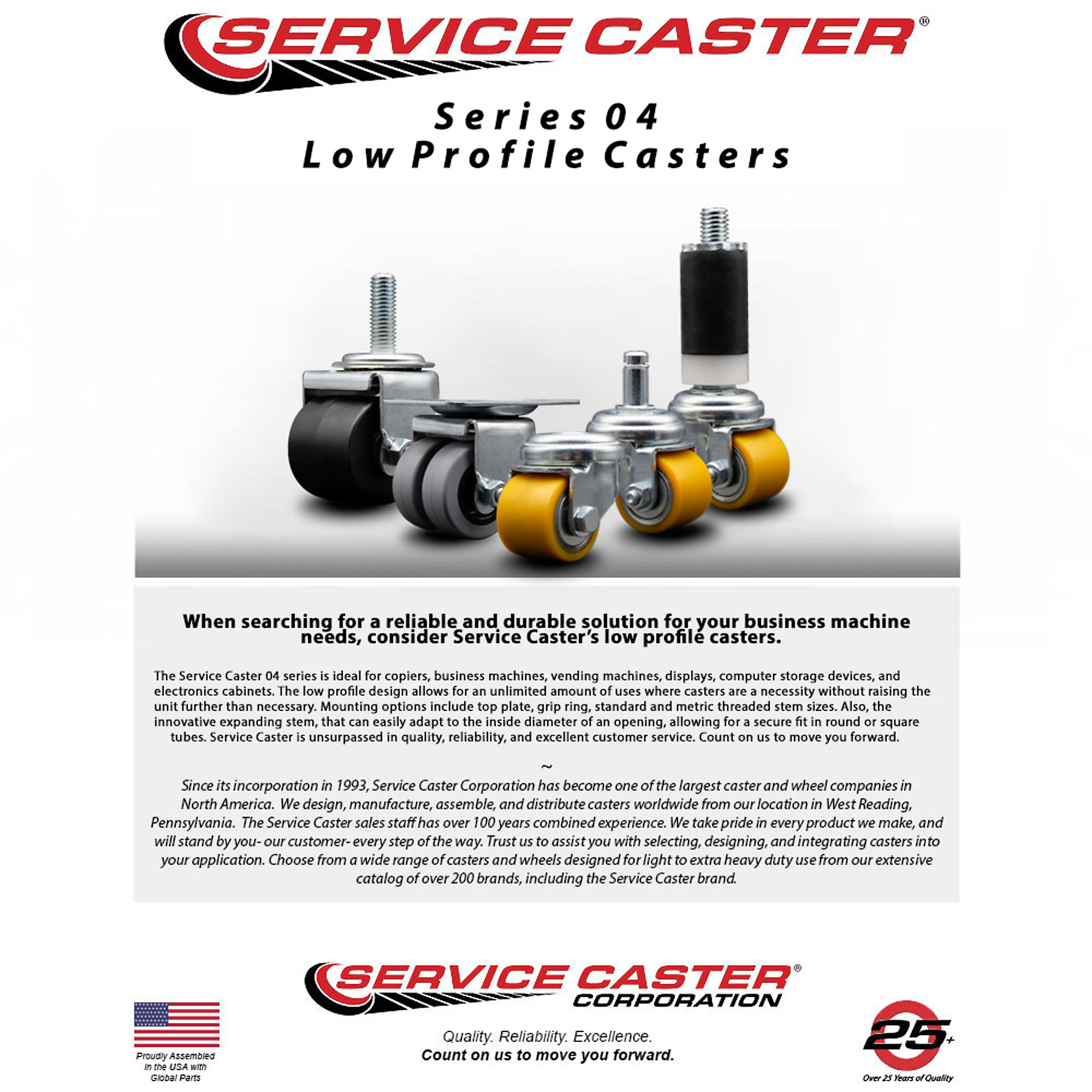 Service Caster, 35 Mm x 27 Mm (1.4in. x 1.1in.) Stem Caster, Wheel ...