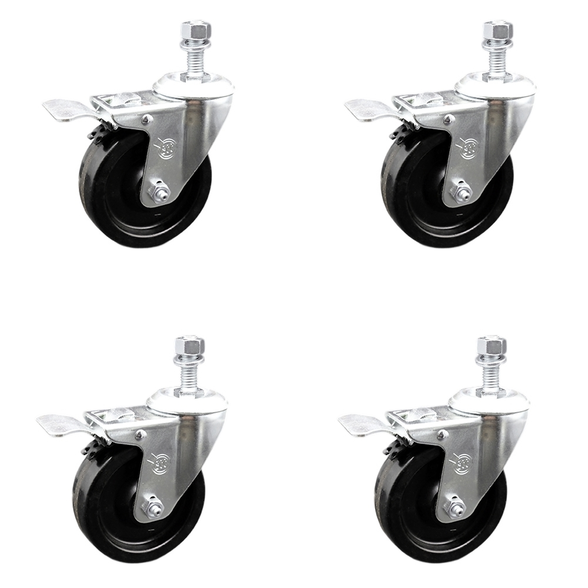 Service Caster, 4in. x 1 1/4in. Stem Casters, Wheel Diameter 4 in ...