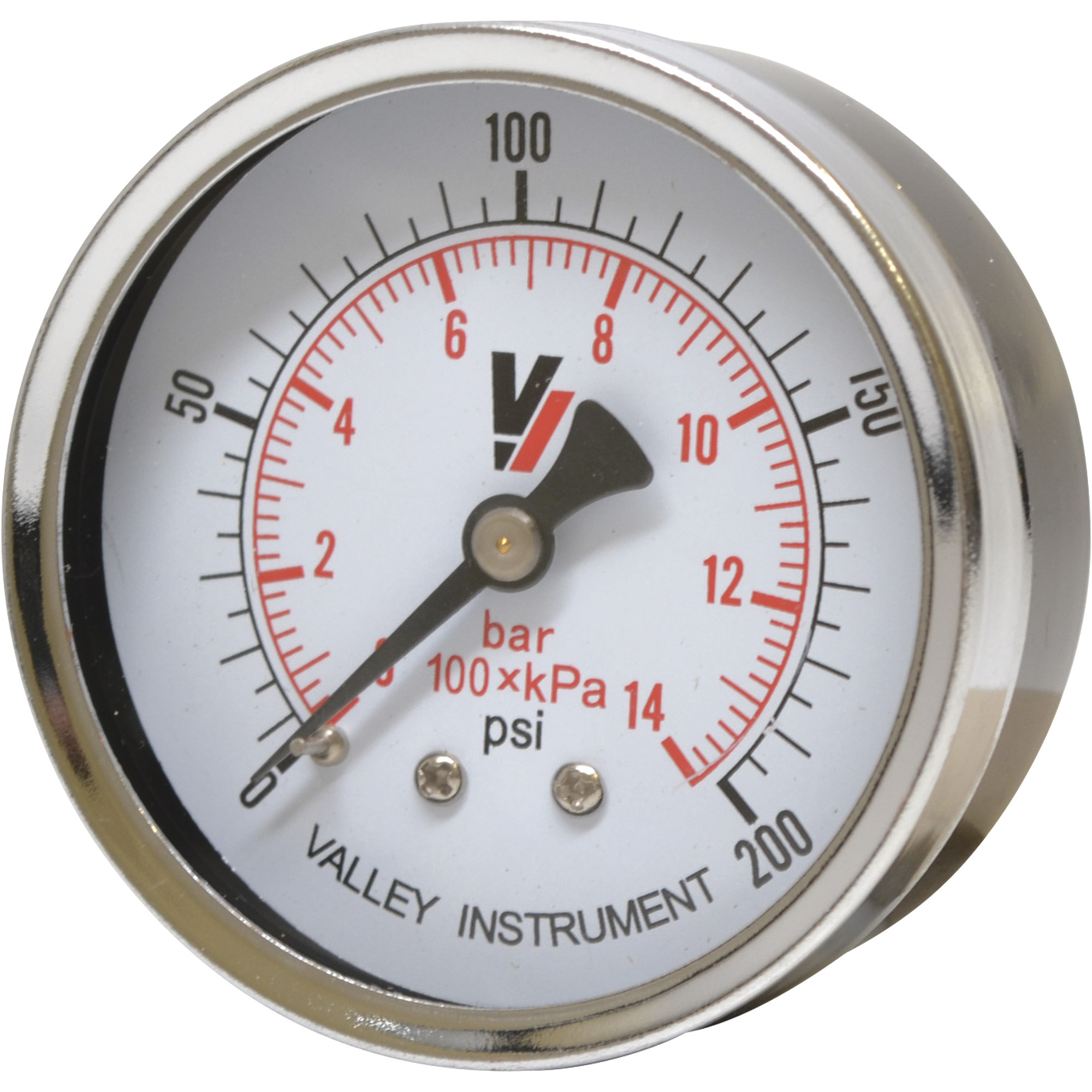 Valley Instrument, Grade B, Back Mount 2.5in. Dry Pressure Gauge 0-200 ...