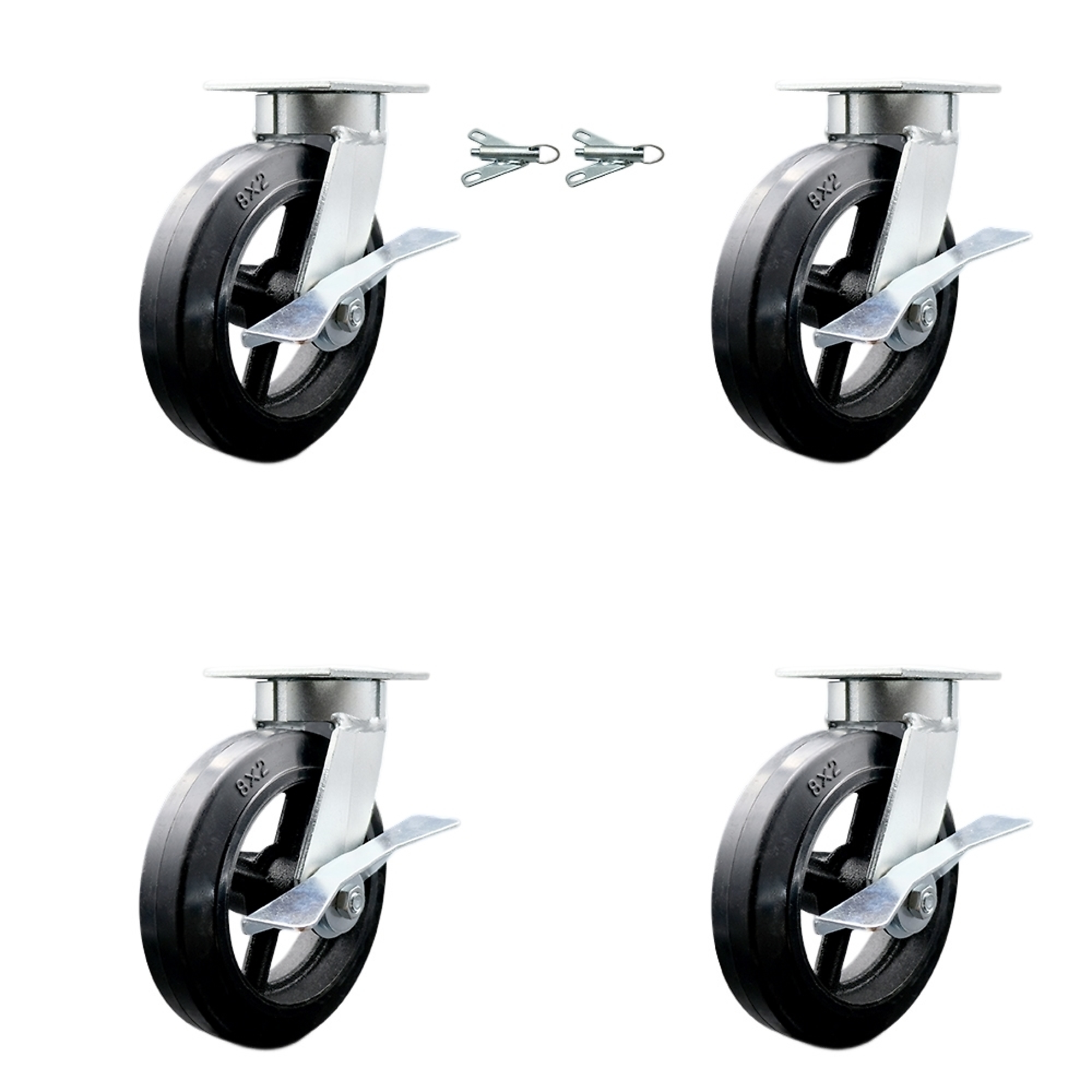 Service Caster, 8in. x 2in. Plate Casters, Wheel Diameter 8 in, Caster ...