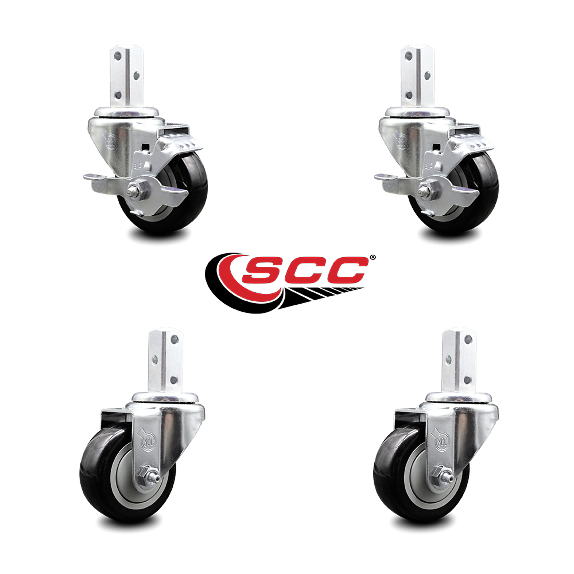 Service Caster, 3 1/2in. x 1 1/4in. Stem Casters, Wheel Diameter 3.5 in ...