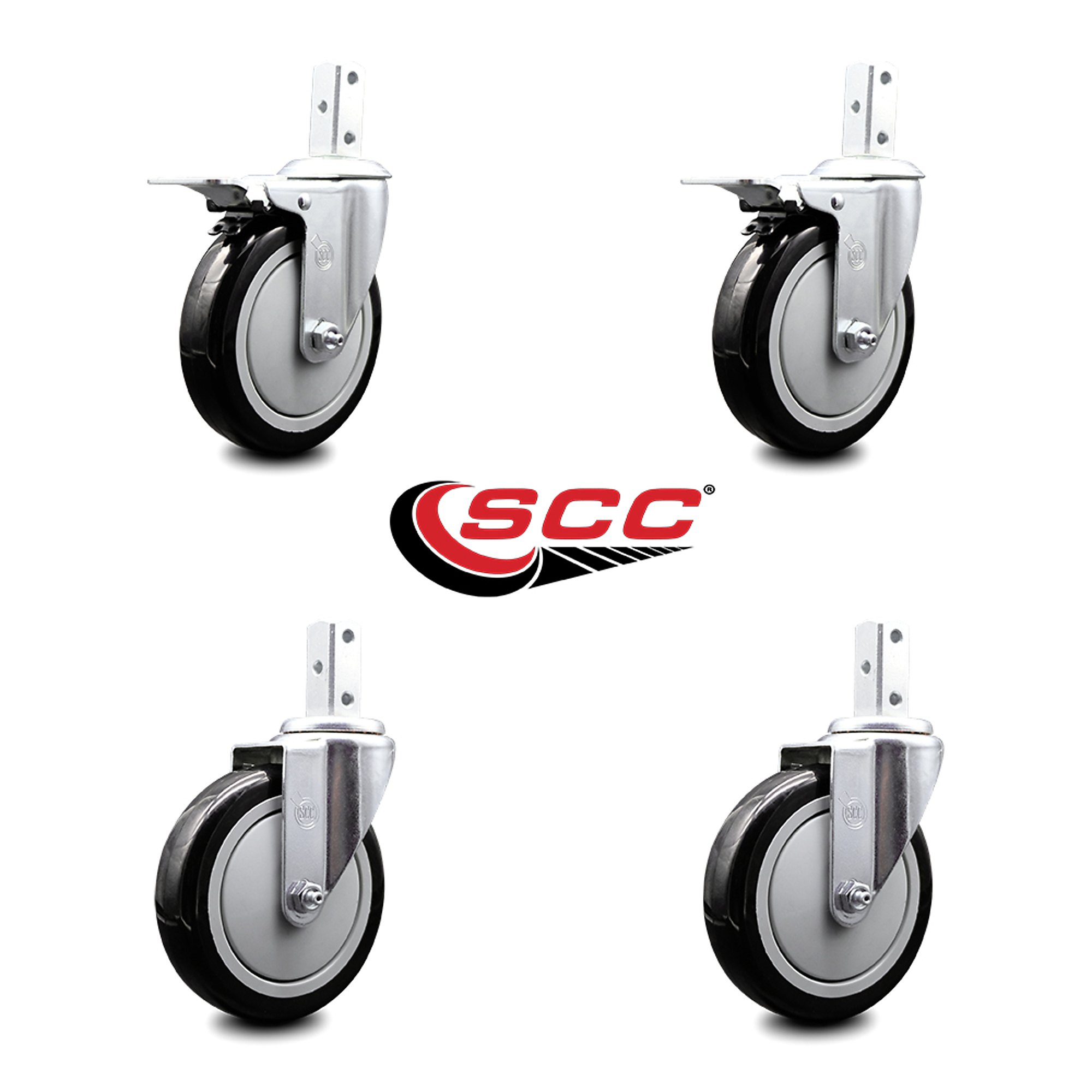 Service Caster, 5in. x 1 1/4in. Stem Casters, Wheel Diameter 5 in ...