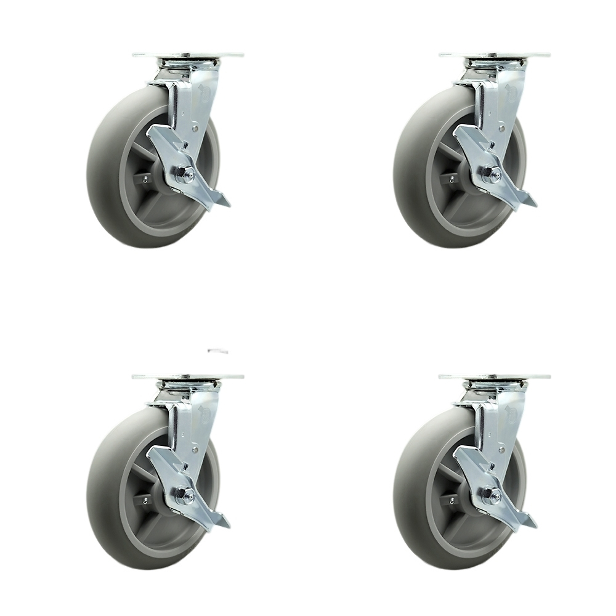 Service Caster, 8in. x 2in. Plate Casters, Wheel Diameter 8 in, Caster ...