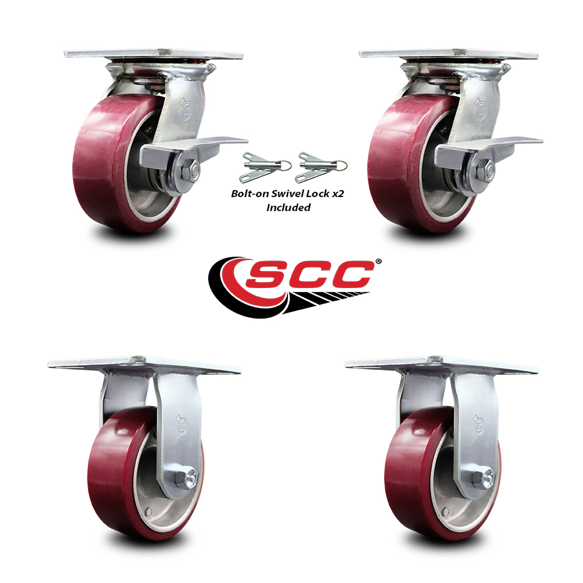 Service Caster, 5in. x 2in. Plate Casters, Wheel Diameter 5 in, Caster ...