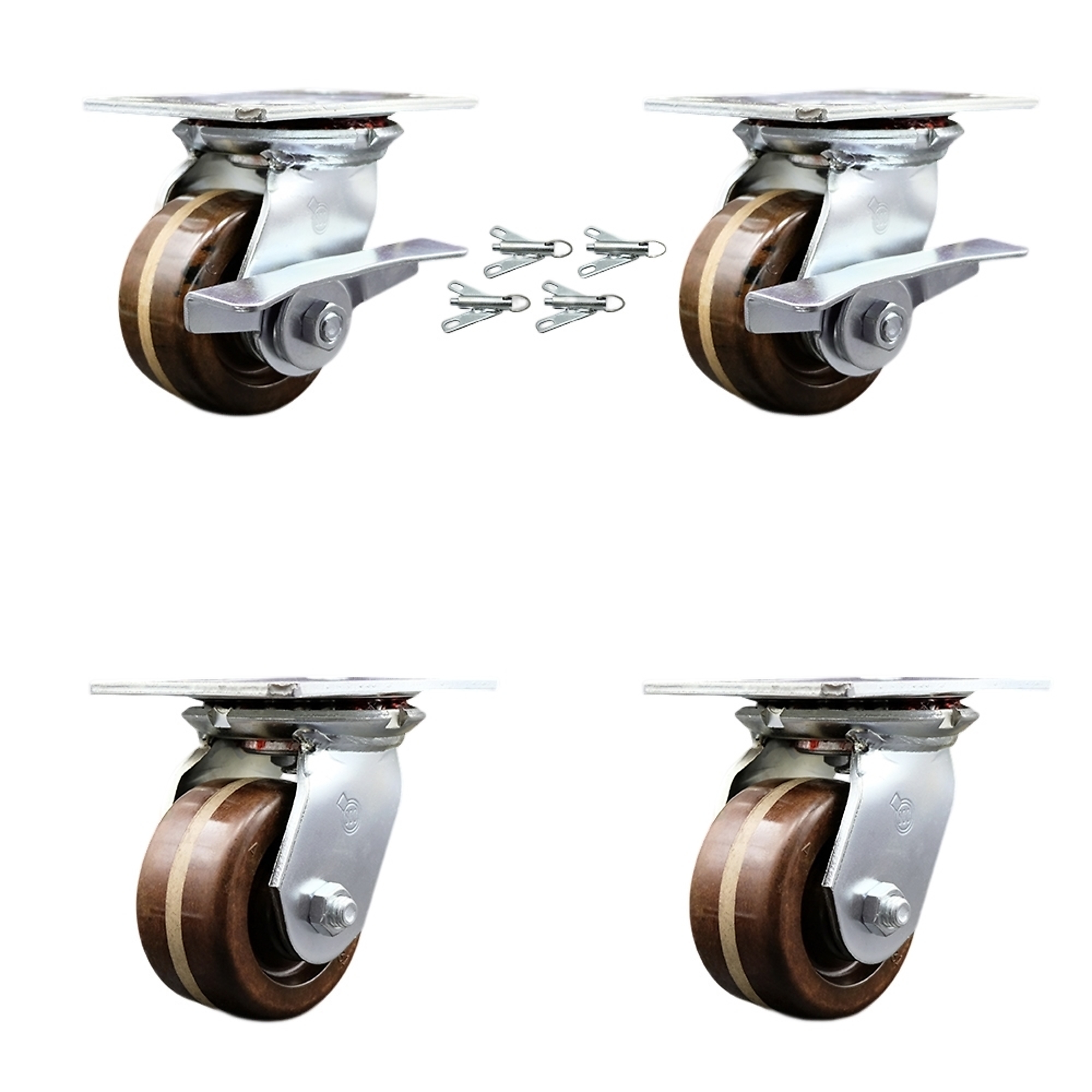 Service Caster, 4in. x 2in. Plate Casters, Wheel Diameter 4 in, Caster ...