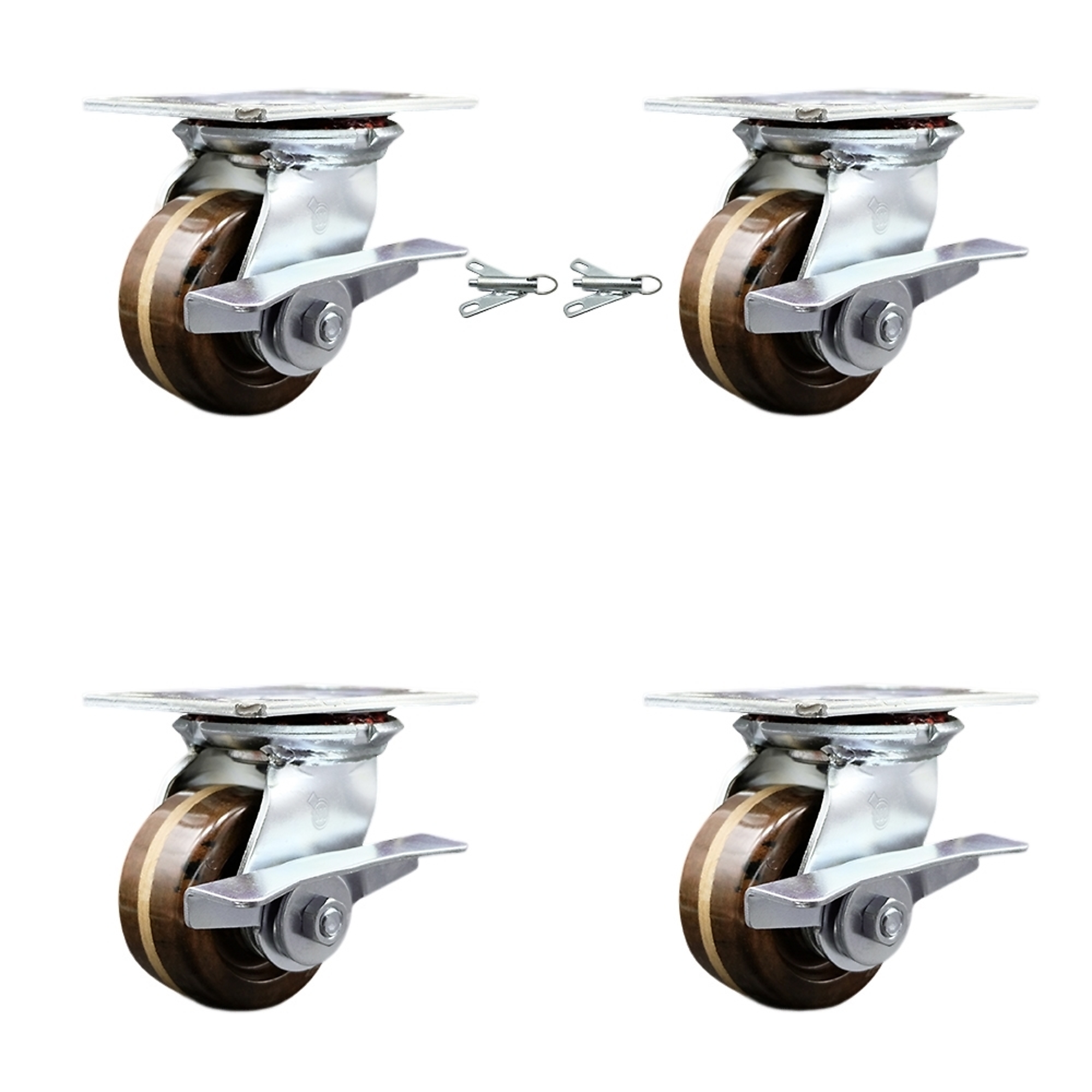 Service Caster, 4in. x 2in. Plate Casters, Wheel Diameter 4 in, Caster ...