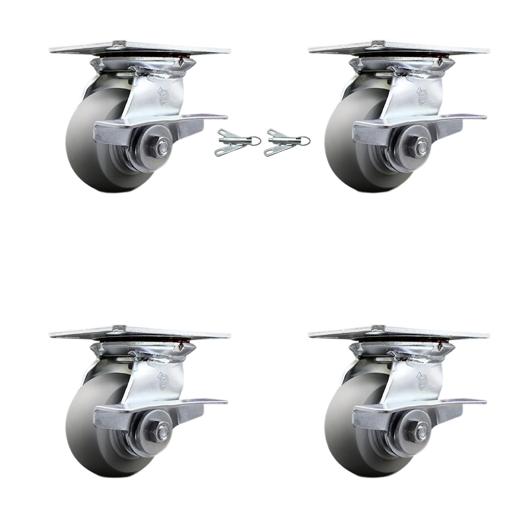 Service Caster, 4in. x 2in. Plate Casters, Wheel Diameter 4 in, Caster ...