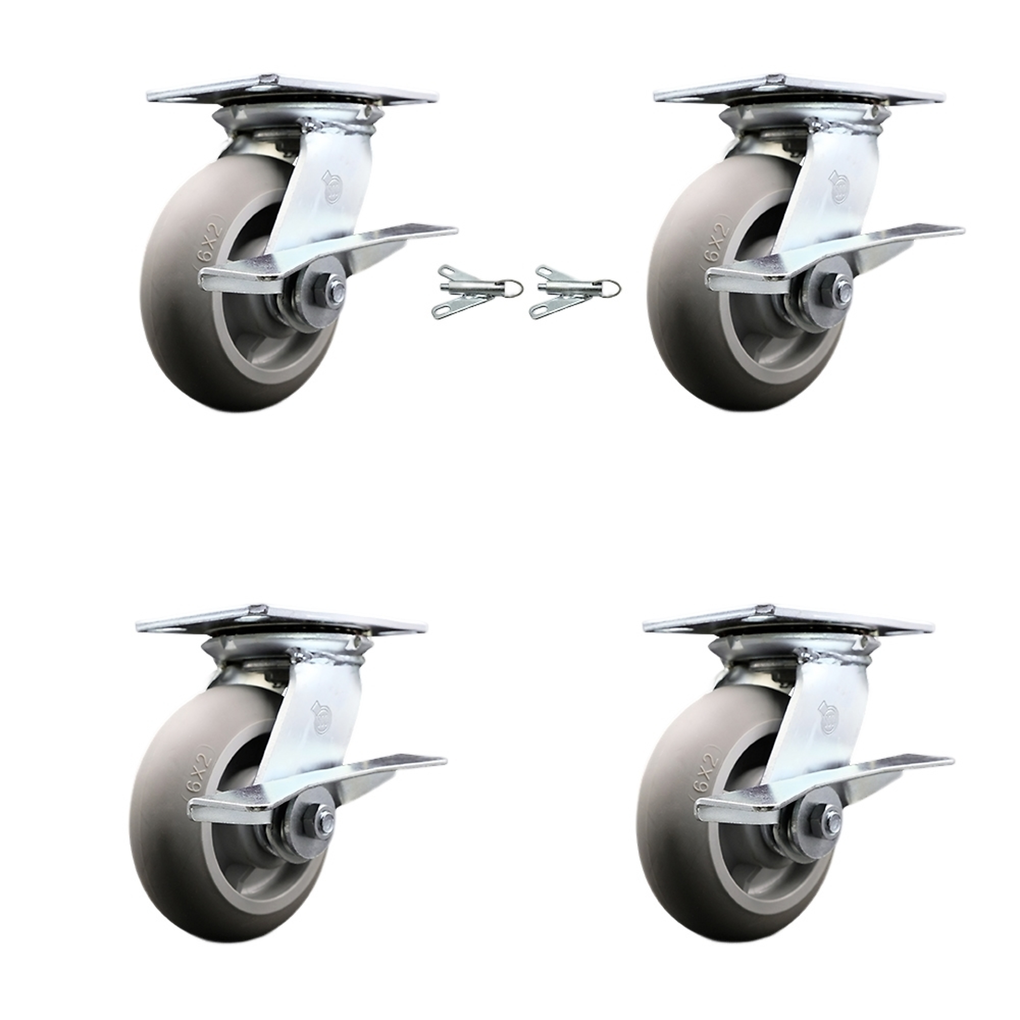 Service Caster, 6in. x 2in. Plate Casters, Wheel Diameter 6 in, Caster ...