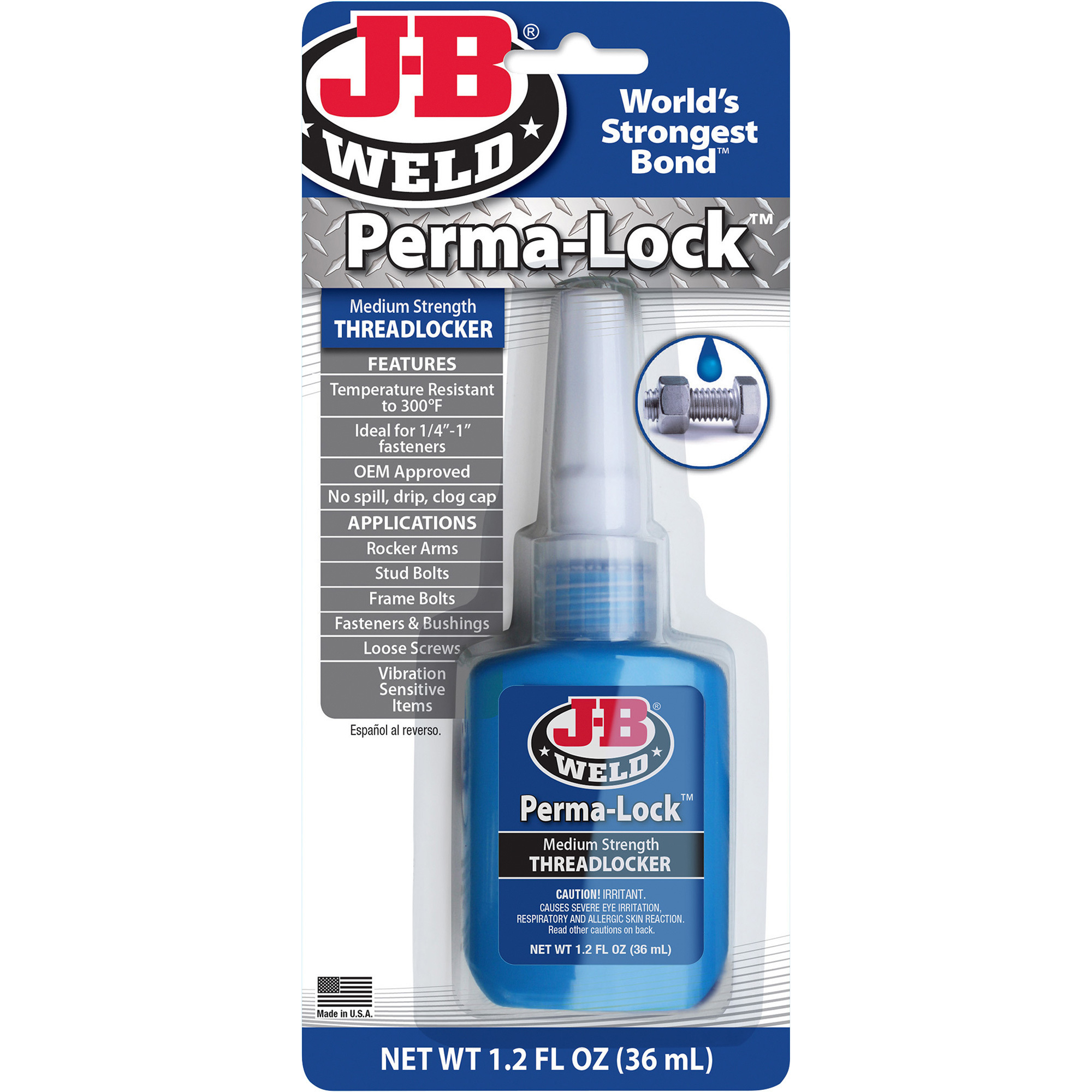 JB Weld Perma-Lock Blue Threadlockers, 1.2-Oz. Tube, Medium Strength ...