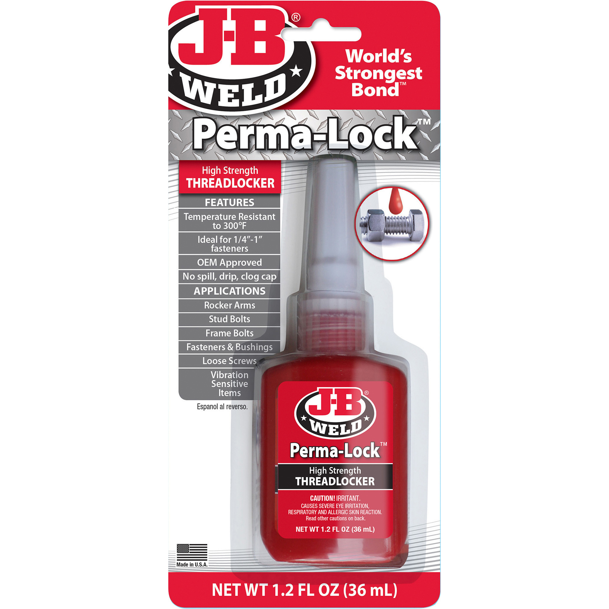 JB Weld Red Perma-Lock Threadlocker, High Strength, 1.2-Oz. Tube ...