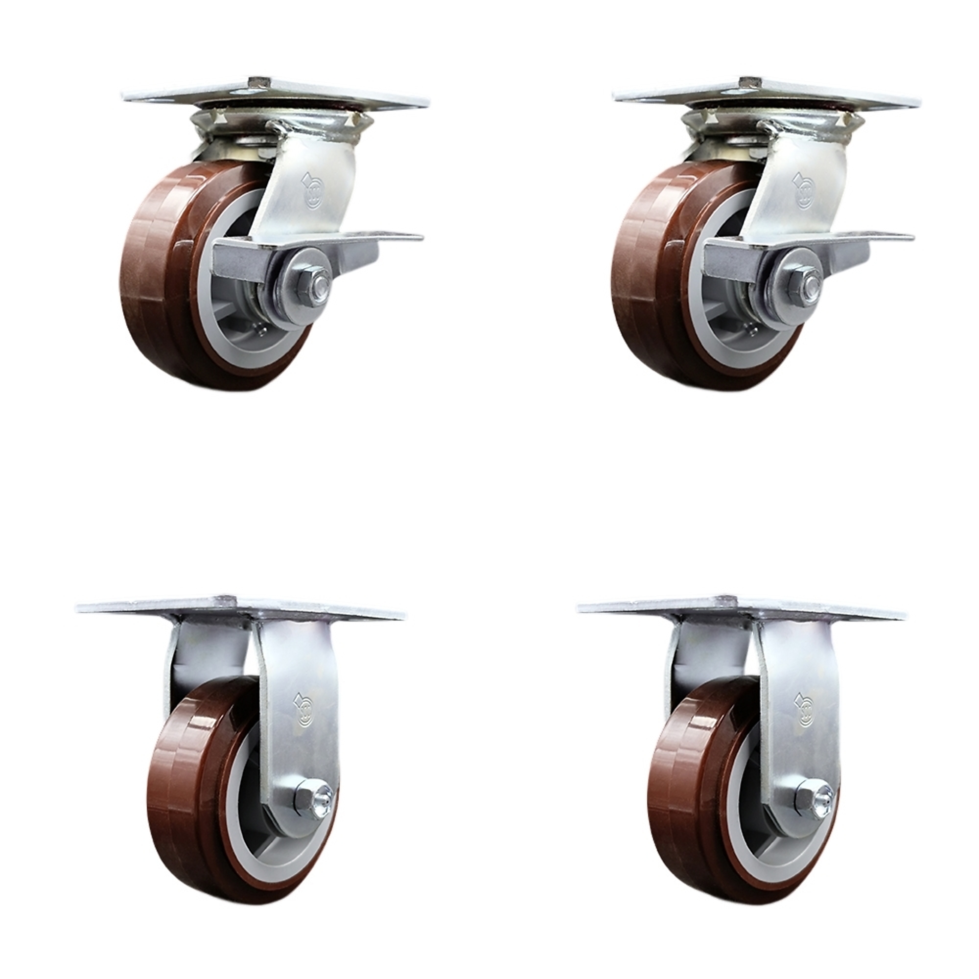 Service Caster, 5in. x 2in. Plate Casters, Wheel Diameter 5 in, Caster Type Swivel, Package (qty ...