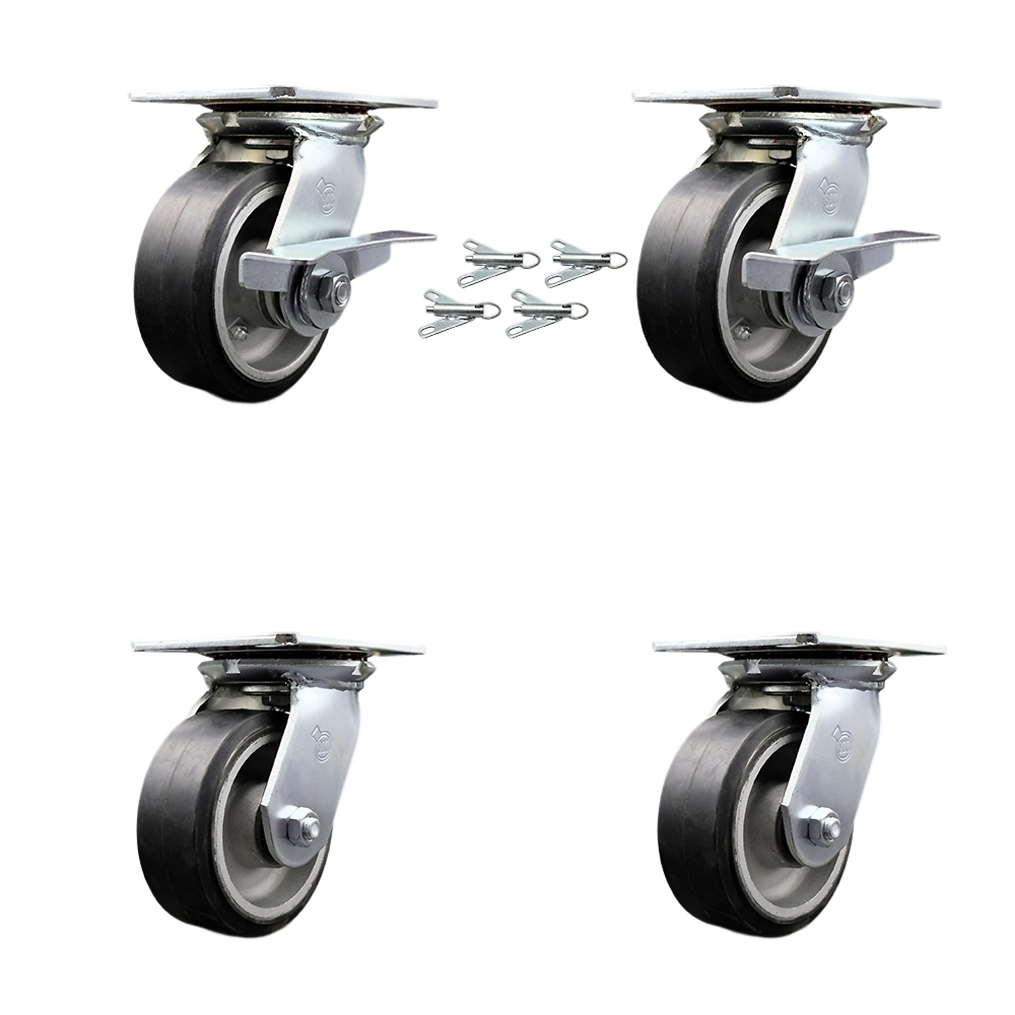 Service Caster, 5in. x 2in. Plate Casters, Wheel Diameter 5 in, Caster Type Swivel, Package (qty ...