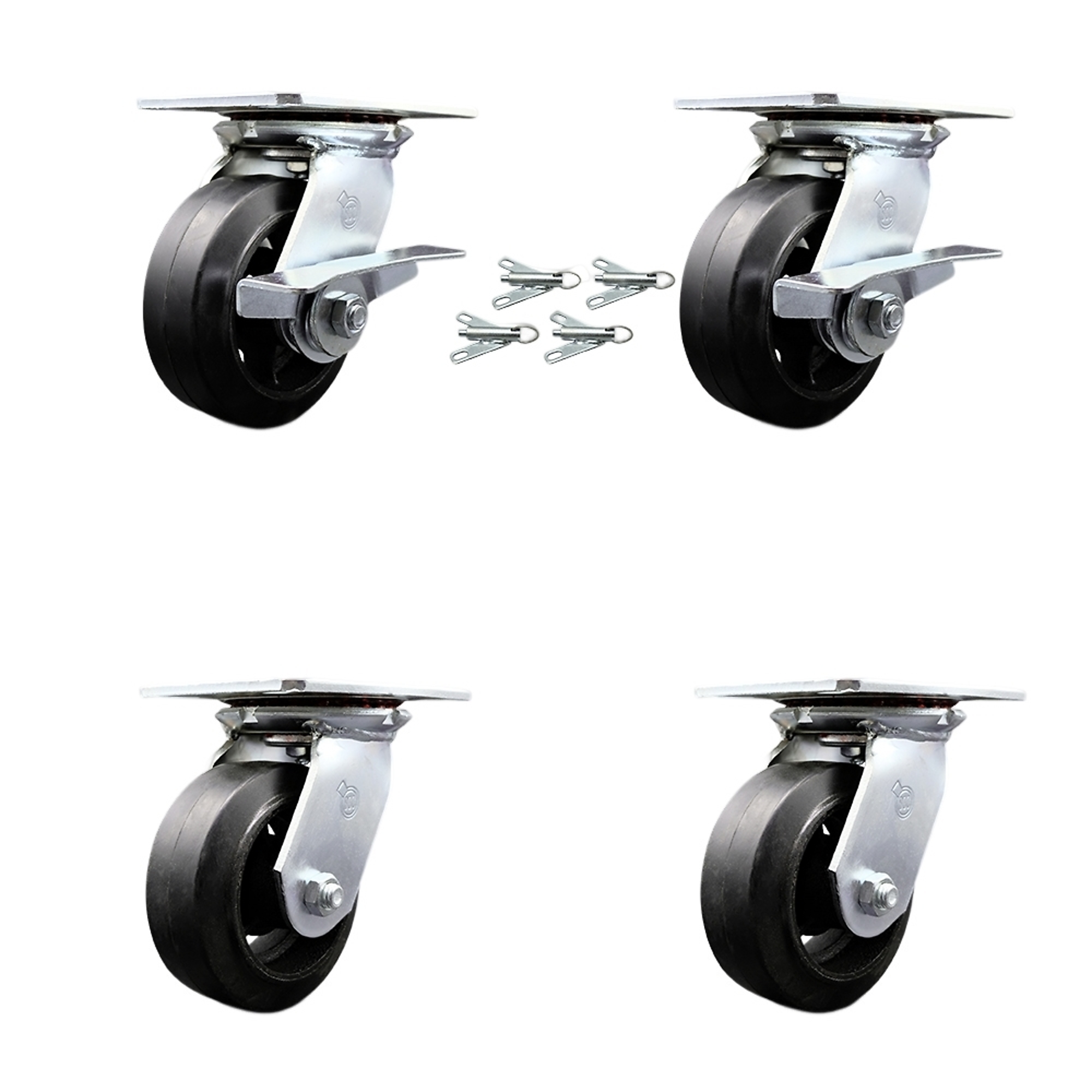 Service Caster, 5in. x 2in. Plate Casters, Wheel Diameter 5 in, Caster Type Swivel, Package (qty ...