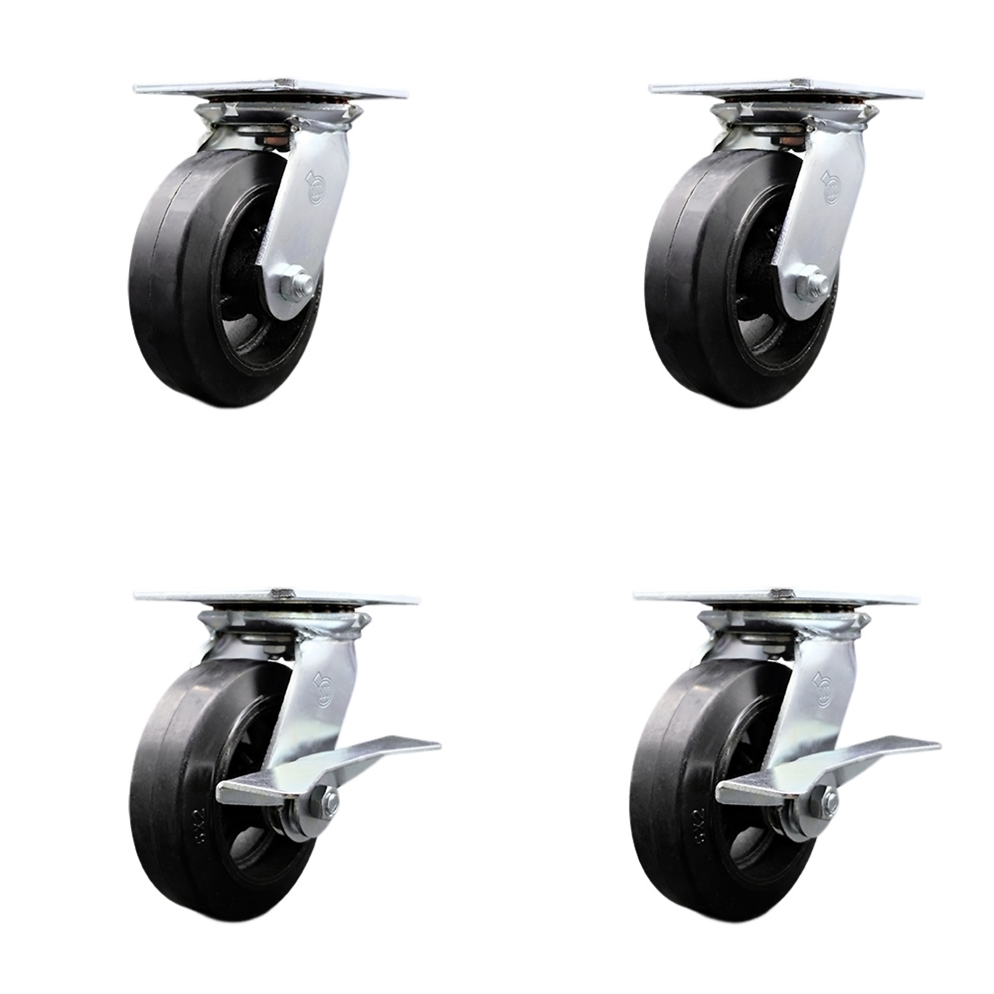 Service Caster, 6in. x 2in. Plate Casters, Wheel Diameter 6 in, Caster Type Swivel, Package (qty ...