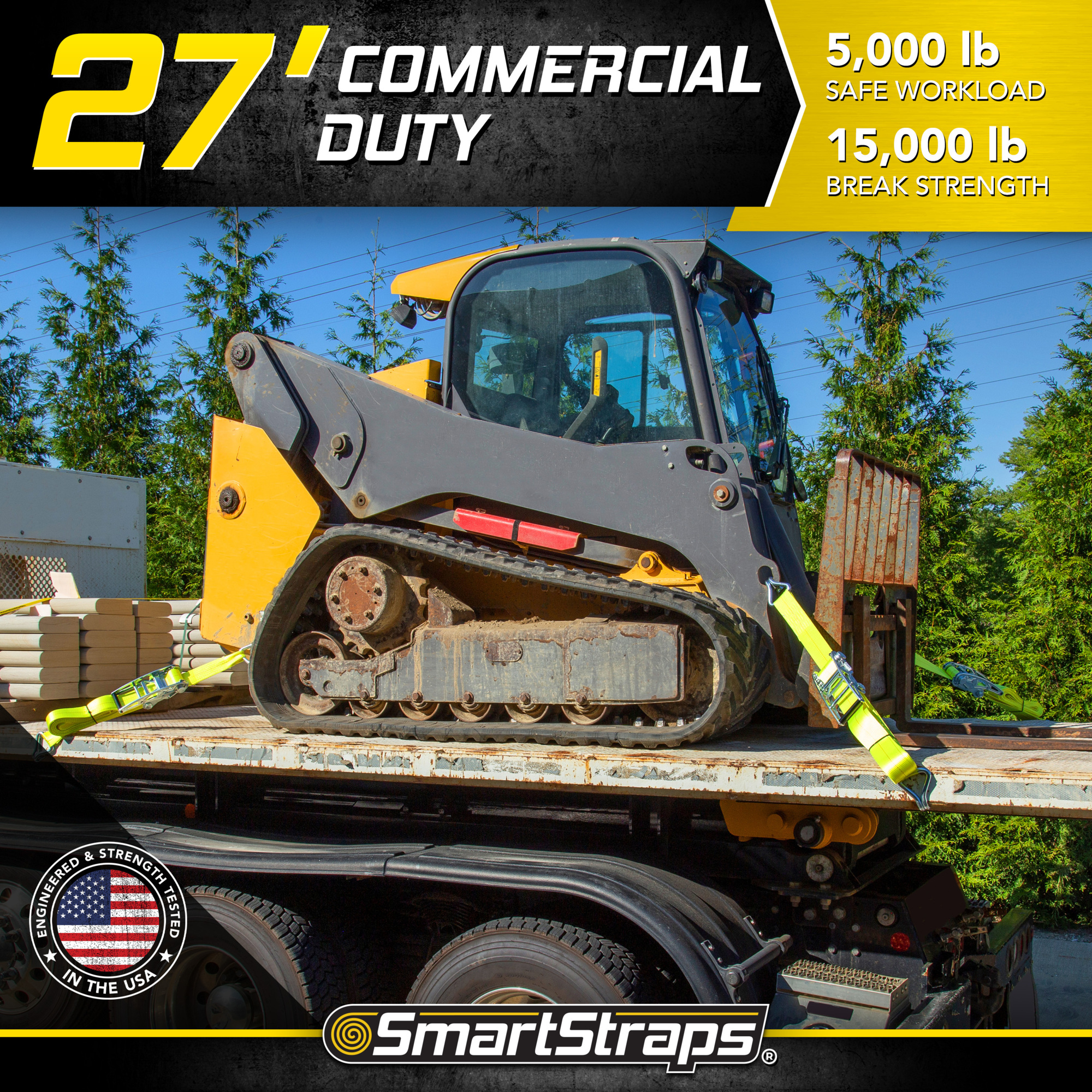 SmartStraps Commercial-Grade Stamped Ratchet Tie-Down Strap, 3in. x ...