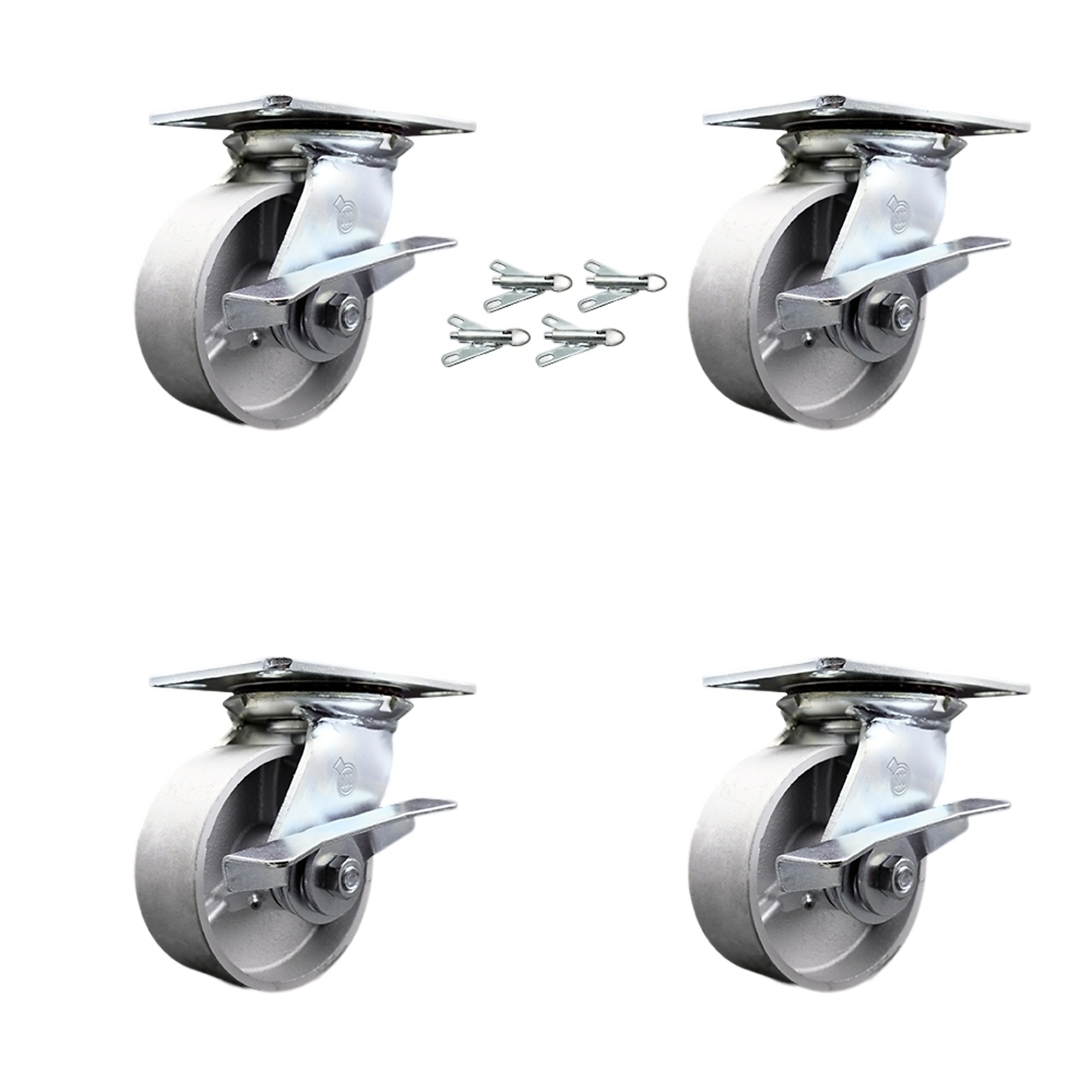 Service Caster, 5in. x 2in. Plate Casters, Wheel Diameter 5 in, Caster Type Swivel, Package (qty ...