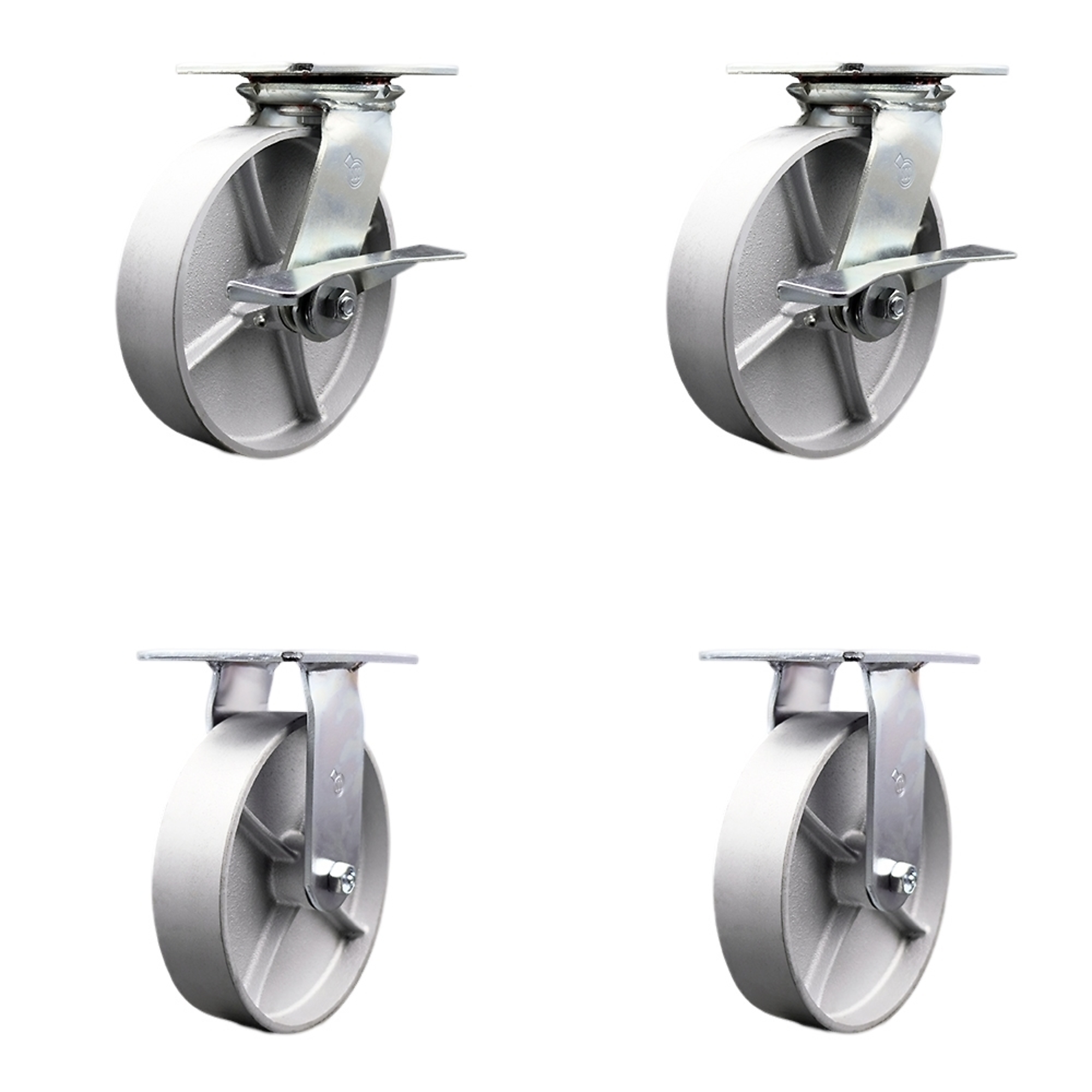 Service Caster, 8in. x 2in. Plate Casters, Wheel Diameter 8 in, Caster Type Swivel, Package (qty ...