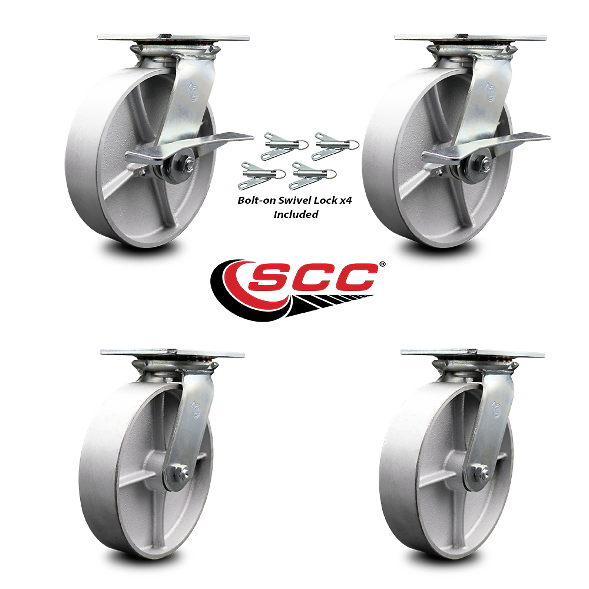 Service Caster, 8in. x 2in. Plate Casters, Wheel Diameter 8 in, Caster ...