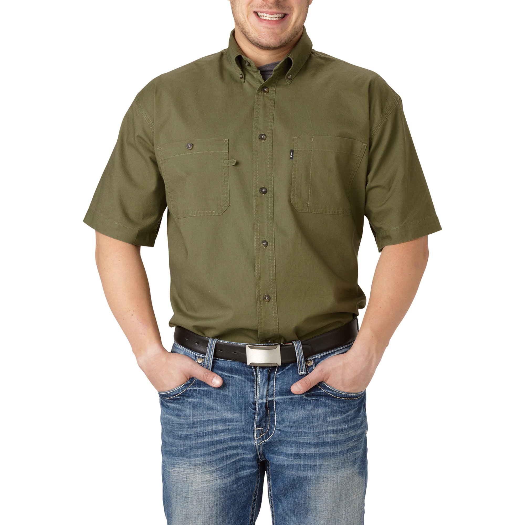 Key Wrinkle-Resistant Canvas Shirt — Green, Large, Model# 543.30 ...