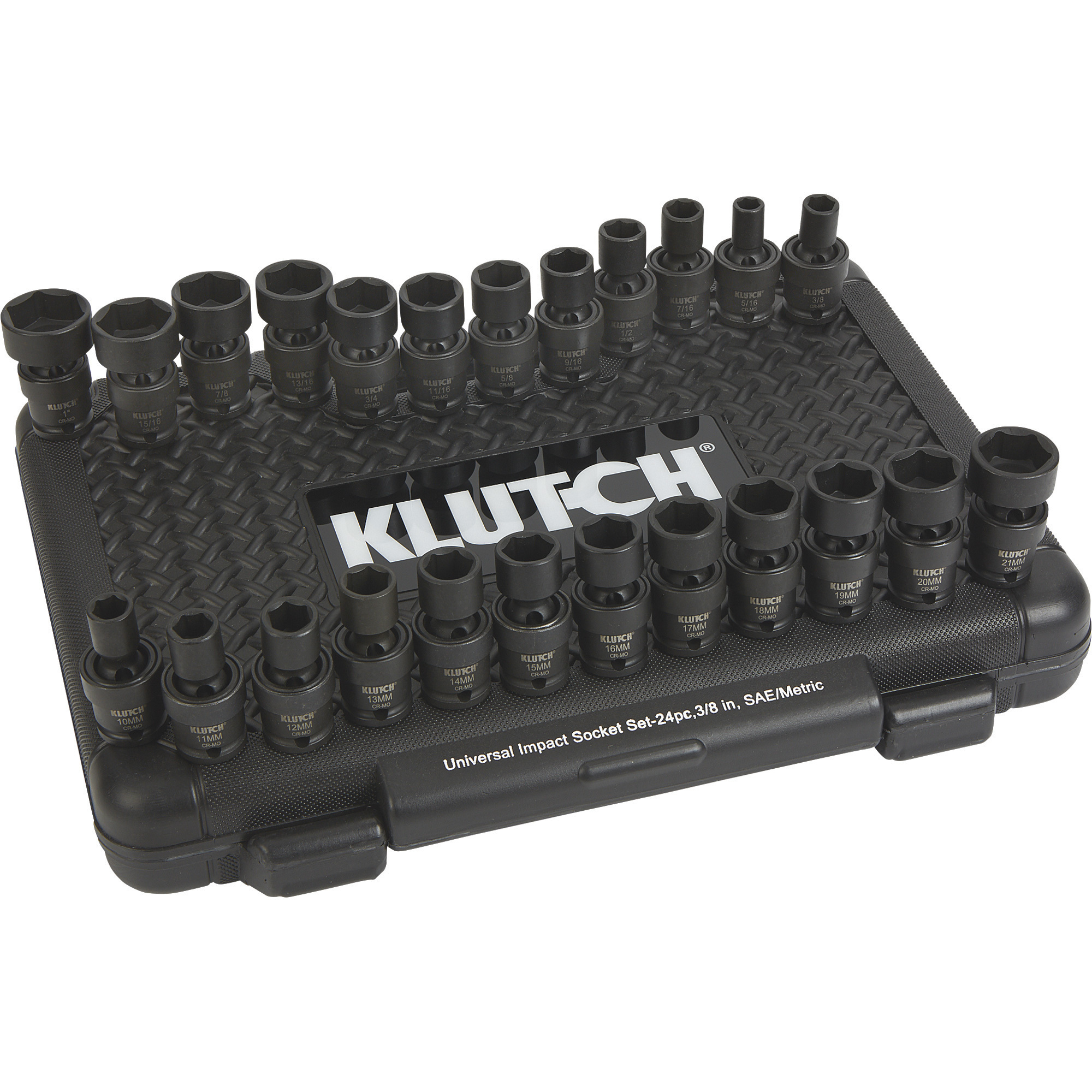 Klutch Universal Joint Impact Socket Set, 24-Pc., 3/8in. Drive, SAE ...