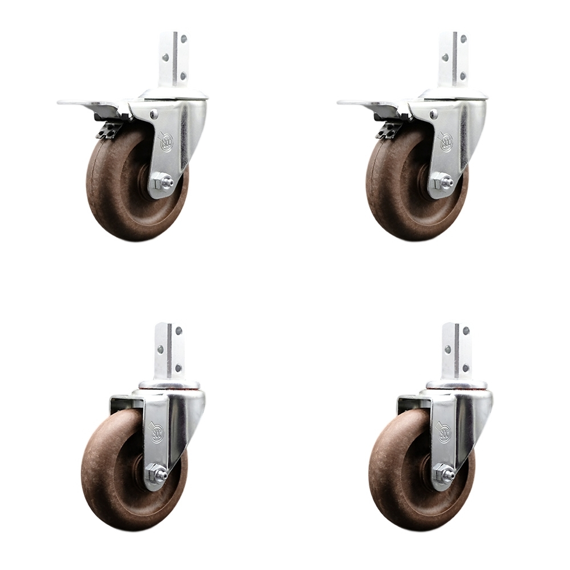 Service Caster, 4in. x 1 1/4in. Stem Casters, Wheel Diameter 4 in ...