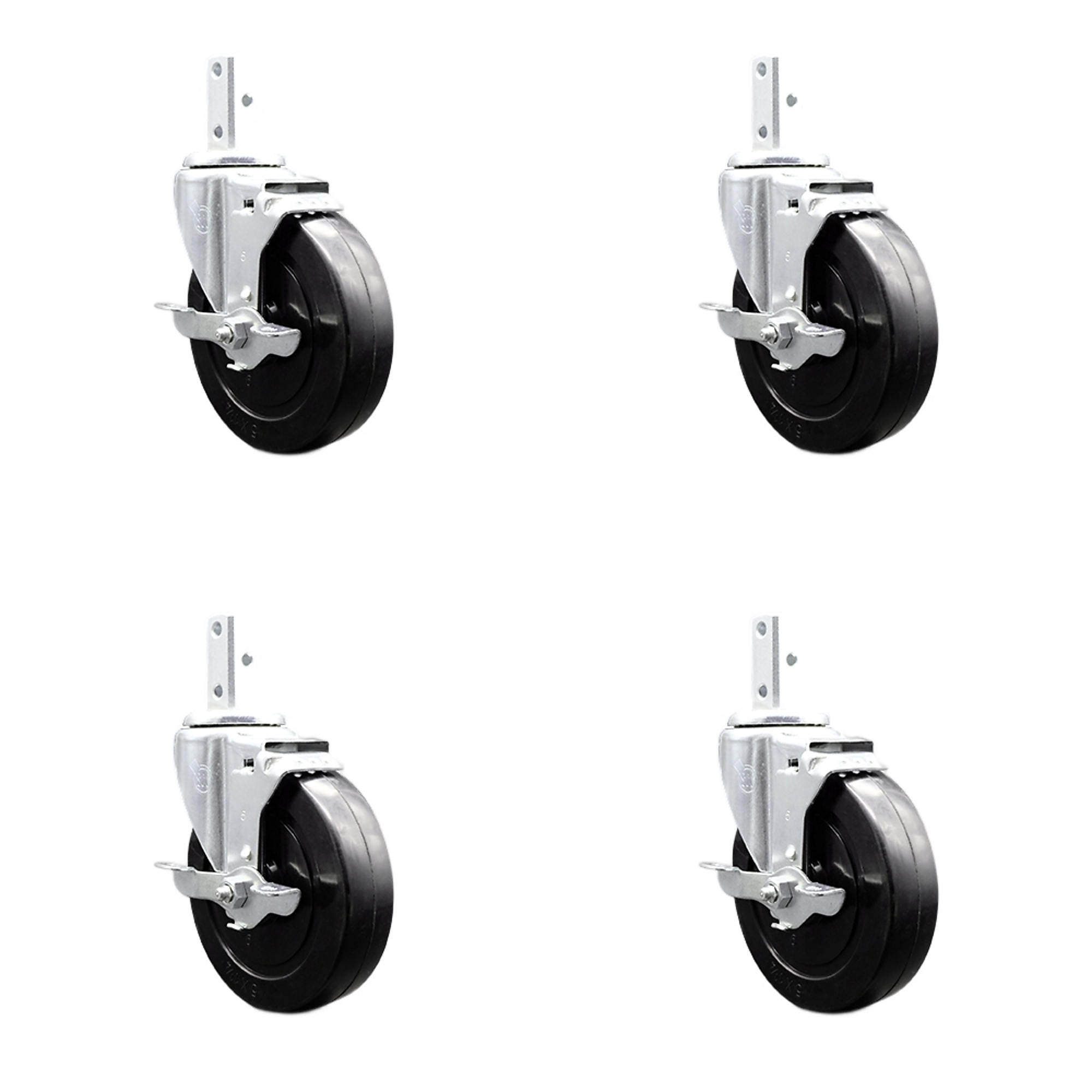 Service Caster, 5in. x 1 1/4in. Stem Casters, Wheel Diameter 5 in ...