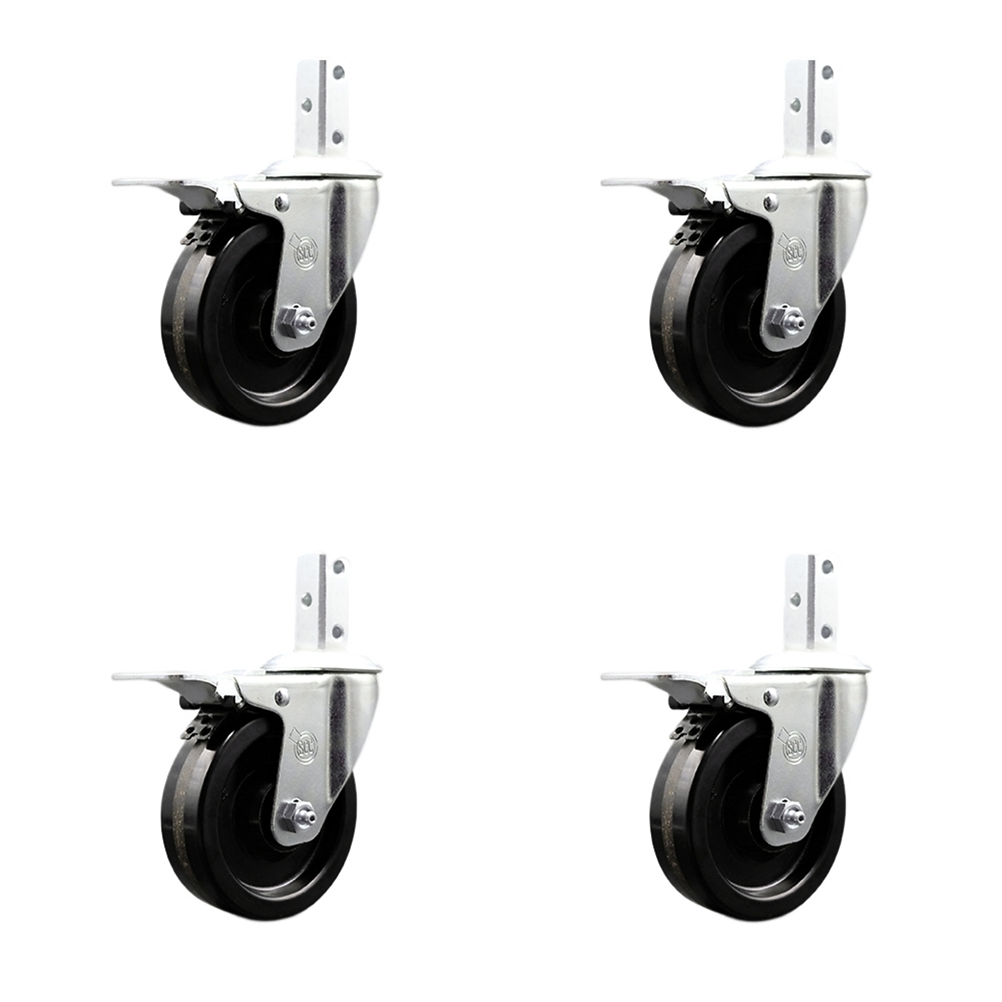 Service Caster, 4in. x 1 1/4in. Stem Casters, Wheel Diameter 4 in ...