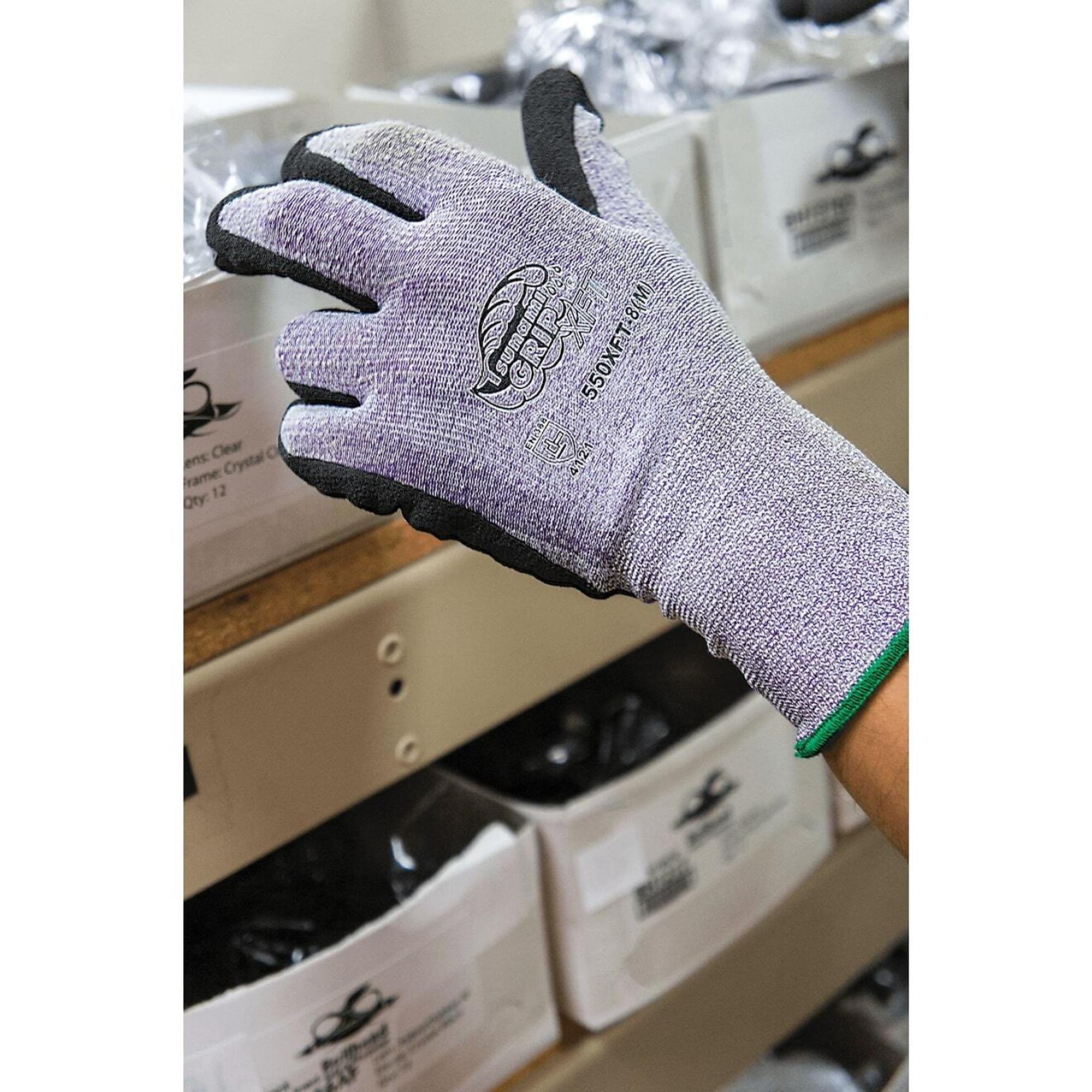 Global Glove Tsunami Grip®, Purple, Black Nitrile Coat, Cut Resist A1 Gloves - 12 Pairs, Size S ...