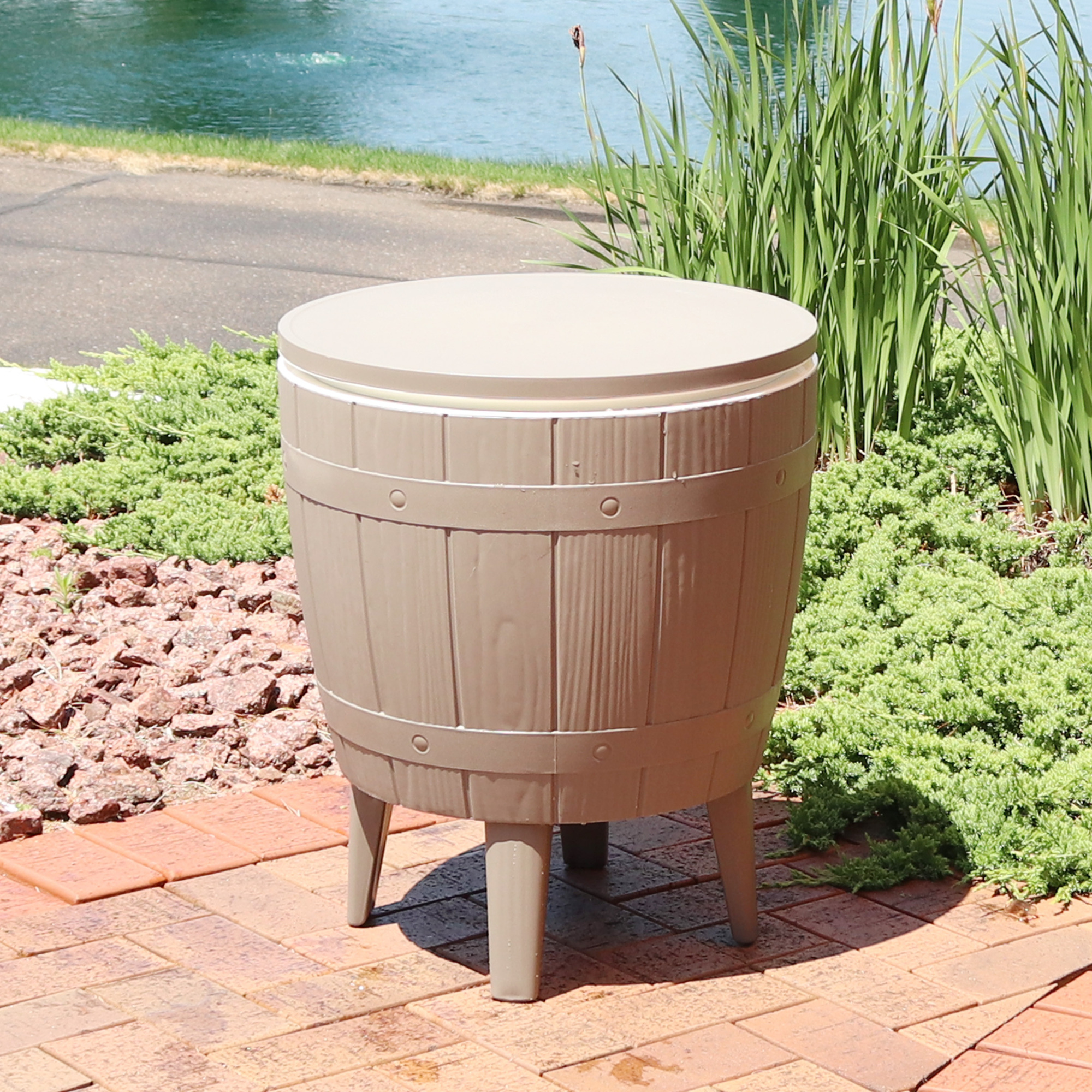 Sunnydaze Decor, Patio Cooler Side Table Driftwood, Capacity 10 Gal ...