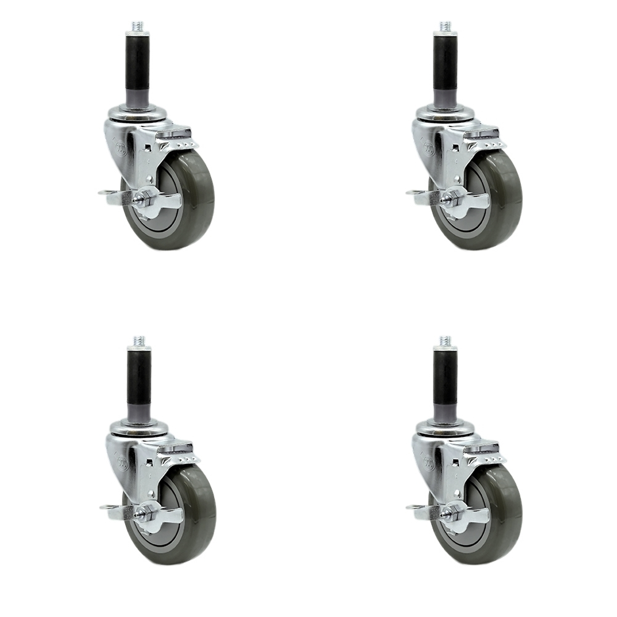 Service Caster, 4in. x 1 1/4in. Stem Casters, Wheel Diameter 4 in ...