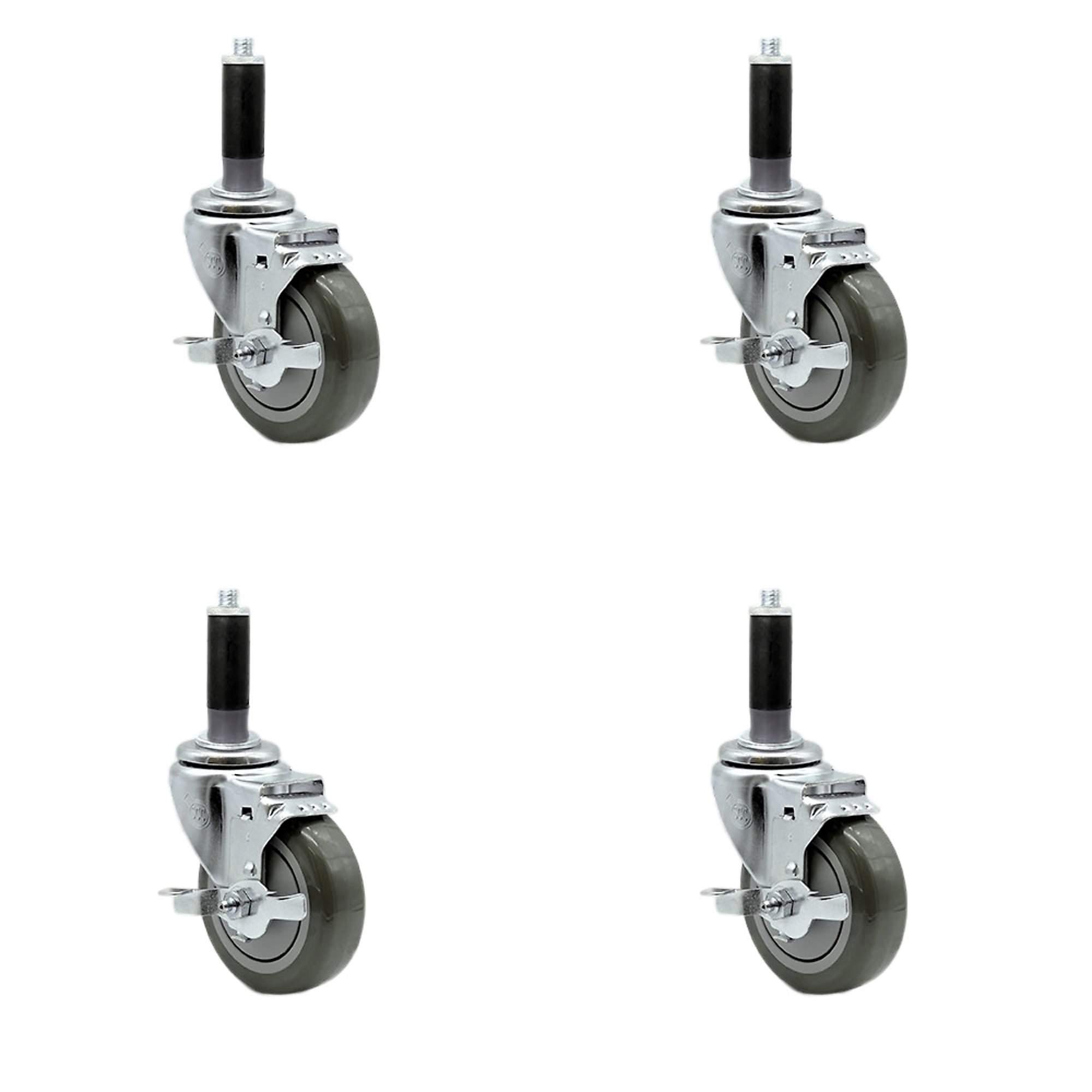 Service Caster, 4in. x 1 1/4in. Stem Casters, Wheel Diameter 4 in ...