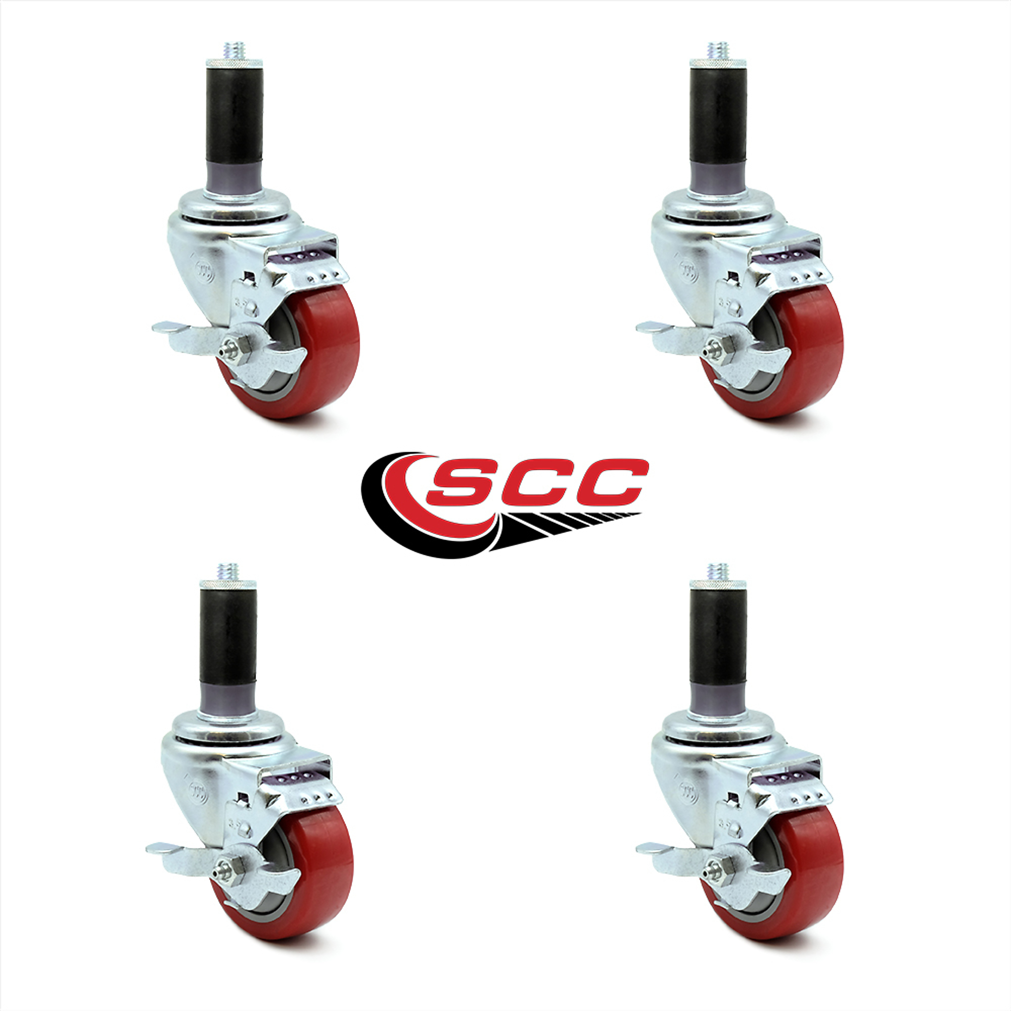 Service Caster, 3 1/2in. x 1 1/4in. Stem Casters, Wheel Diameter 3.5 in ...