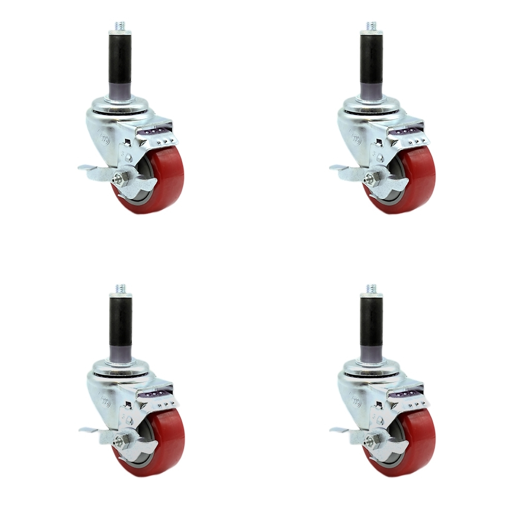 Service Caster, 3in. x 1 1/4in. Stem Casters, Wheel Diameter 3 in ...