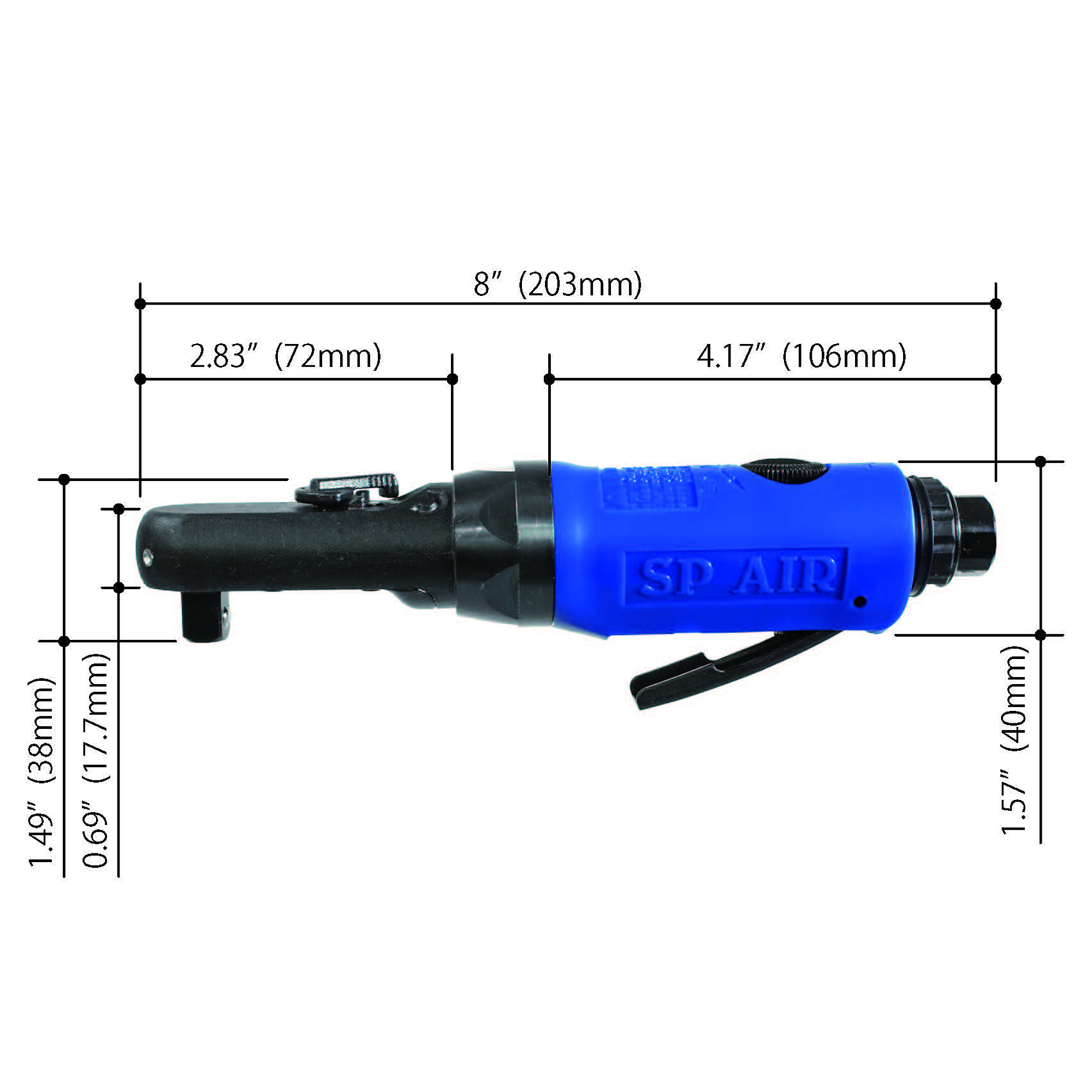 SP Air, 1/4in. SEALED FLAT HEAD MINI RATCHET, Drive Size 1/4 in, Max ...