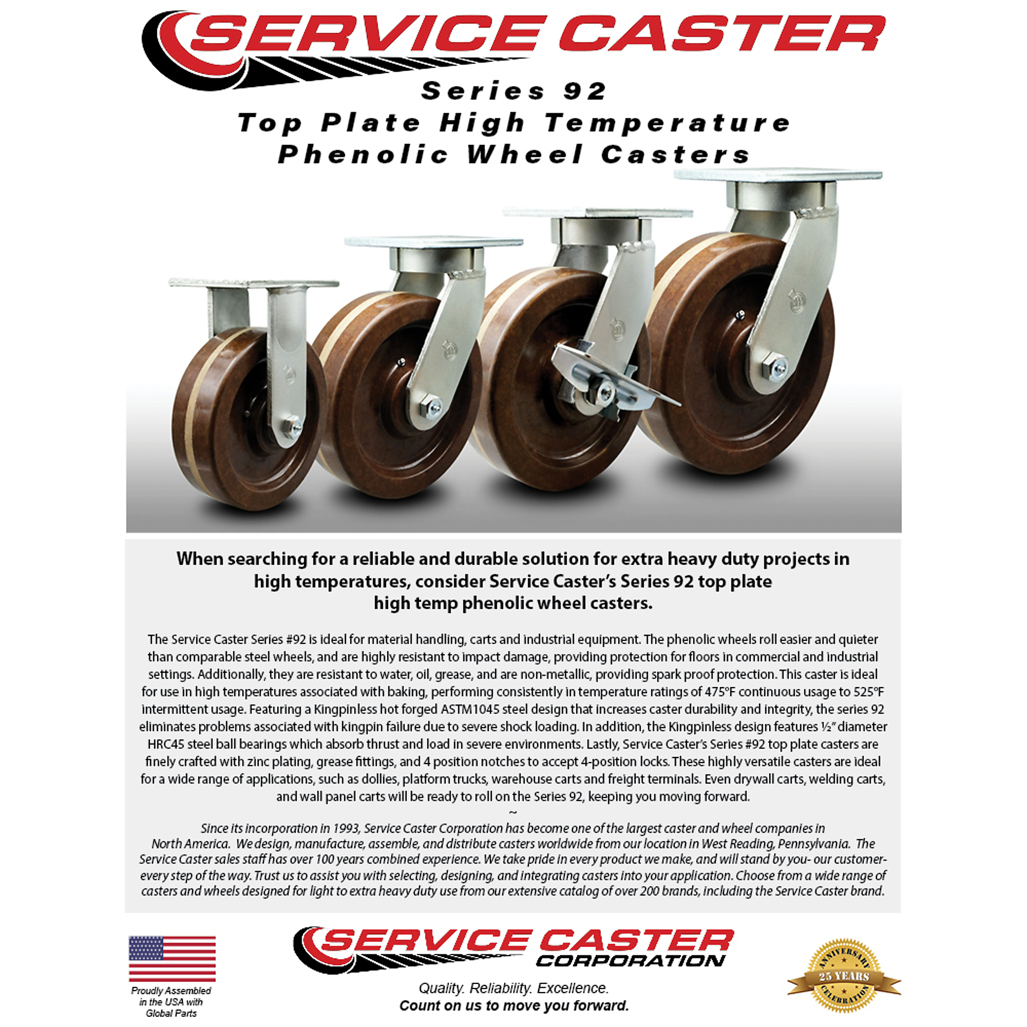 Service Caster, 10in. x 3in. Plate Casters, Wheel Diameter 10 in ...