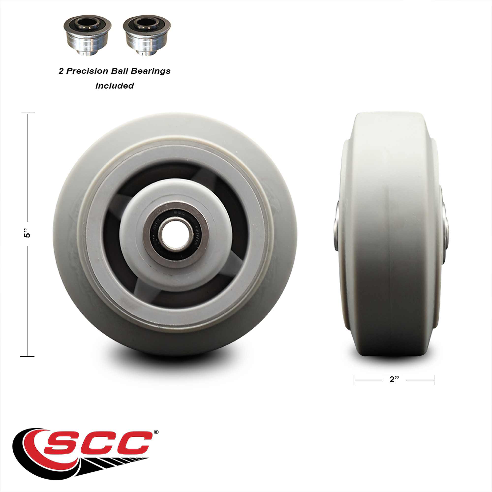 Service Caster, 5in. x 2in. Hardware Wheel, Wheel Diameter 5 in, Caster ...