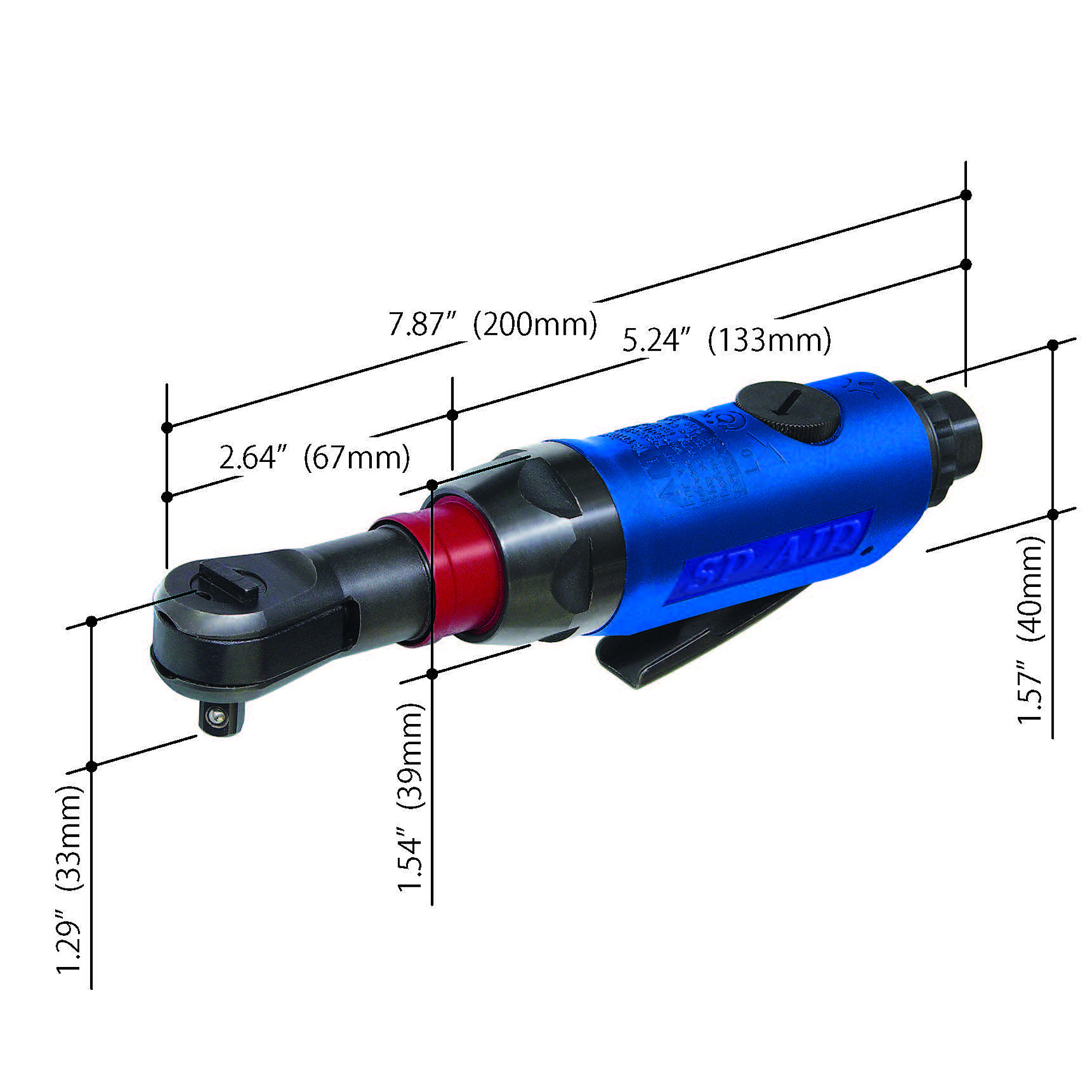SP Air, 1/4in. ROTATIONAL HEAD MINI RATCHET, Drive Size 1/4 in, Max ...
