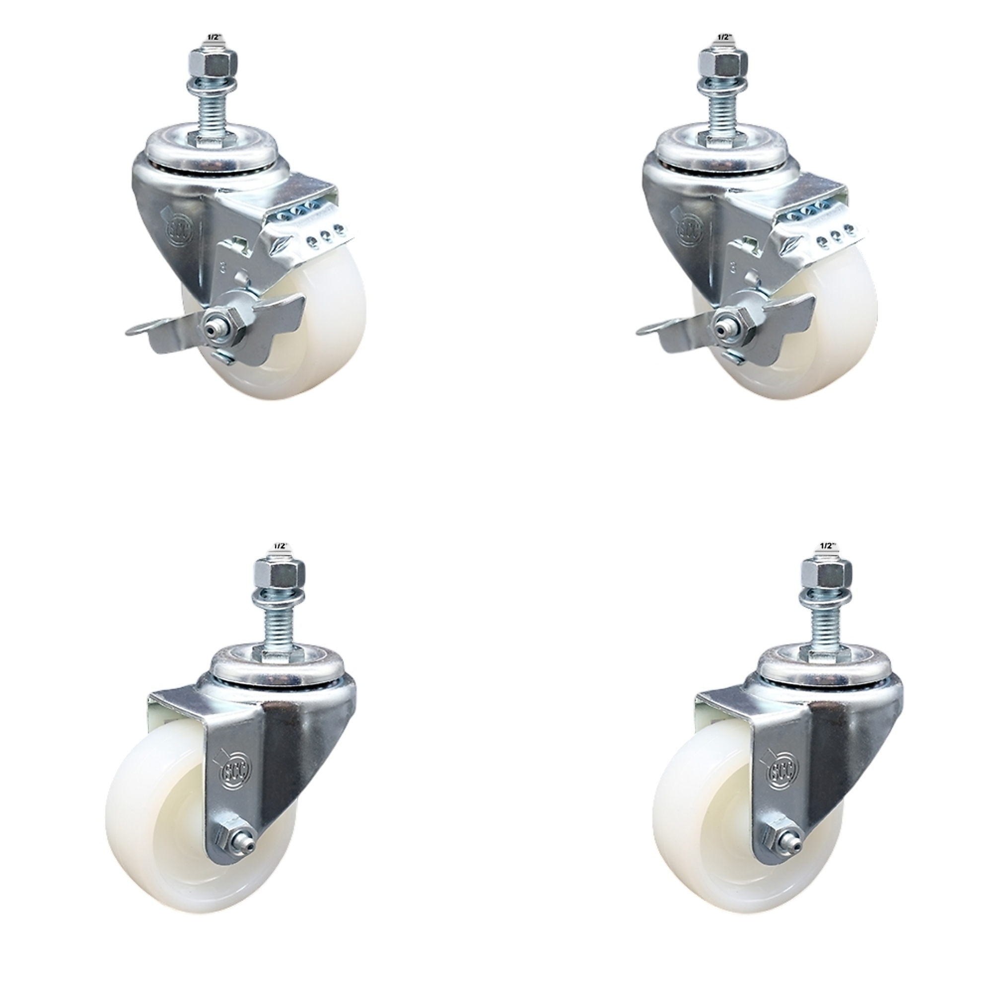 Service Caster, 3in. x 1 1/4in. Stem Casters, Wheel Diameter 3 in ...